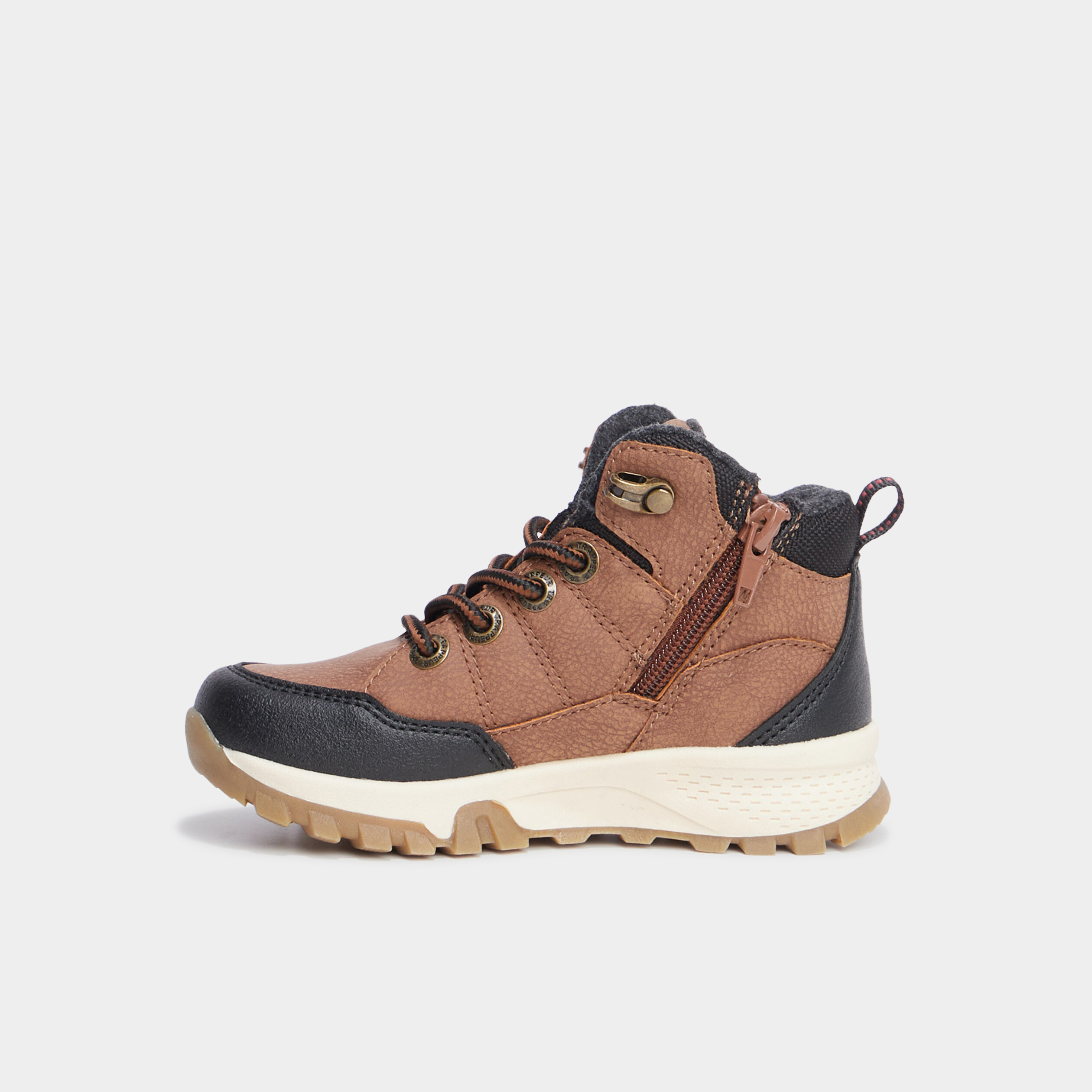Boots zippées à lacets semelle crantée camel garçon | La Halle