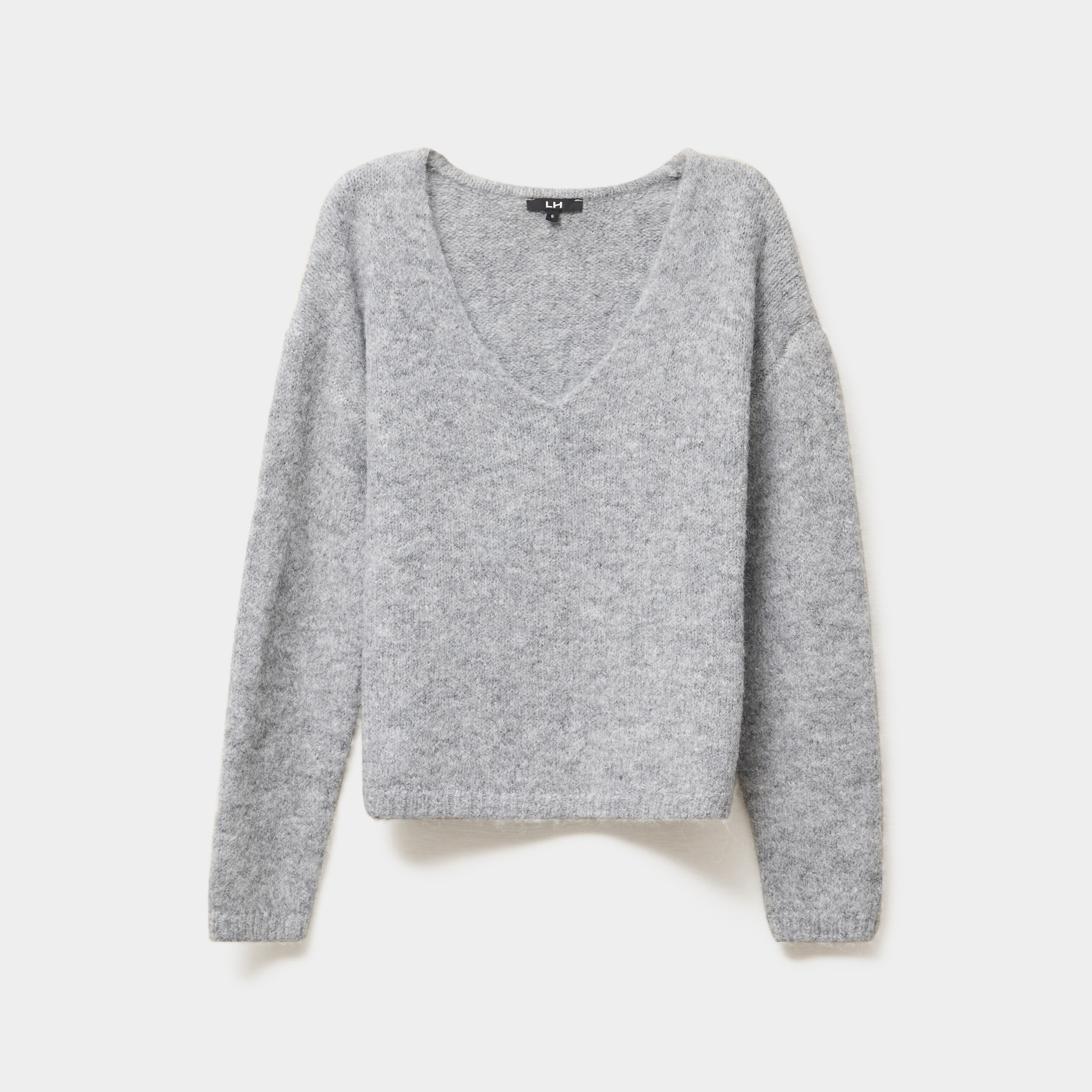 Pull col en V manches longues gris femme | La Halle