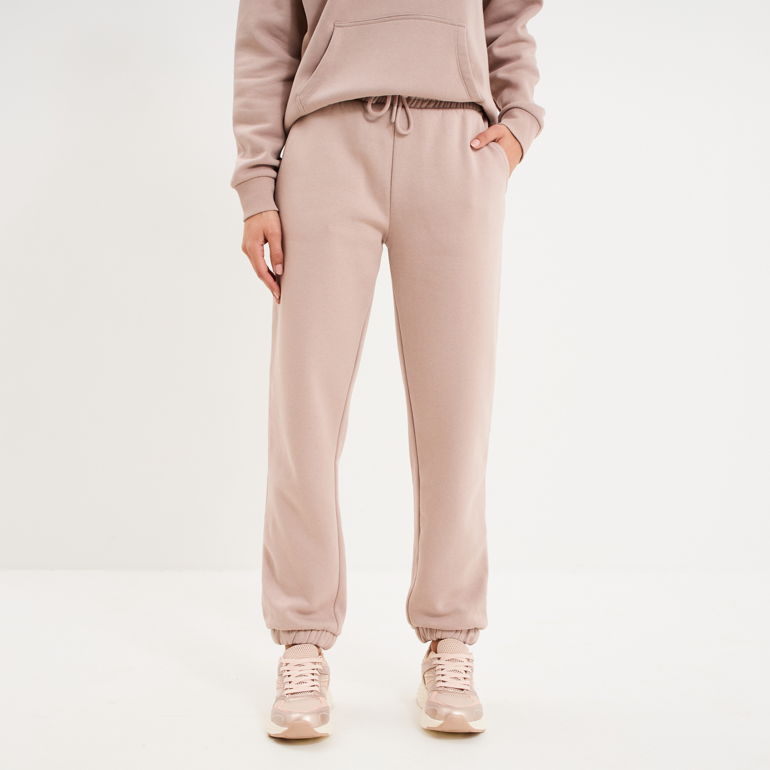 Pantalon jogging droit molleton marron clair femme | La Halle