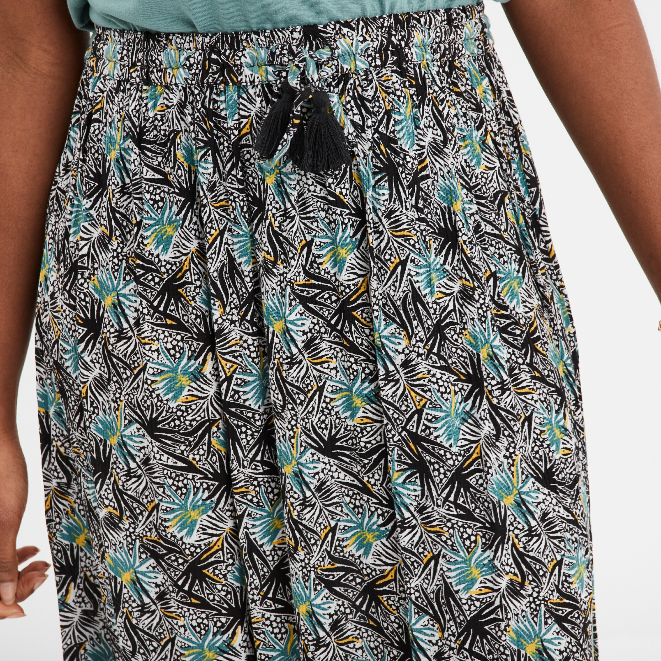 Jupe longue fluide noir femme | La Halle