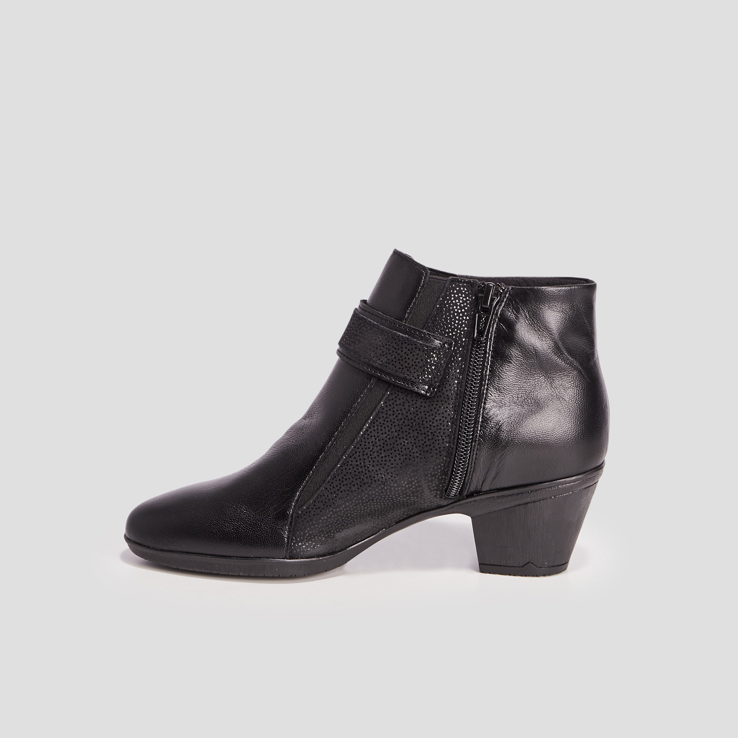 Bottines en cuir à talons noir femme | La Halle