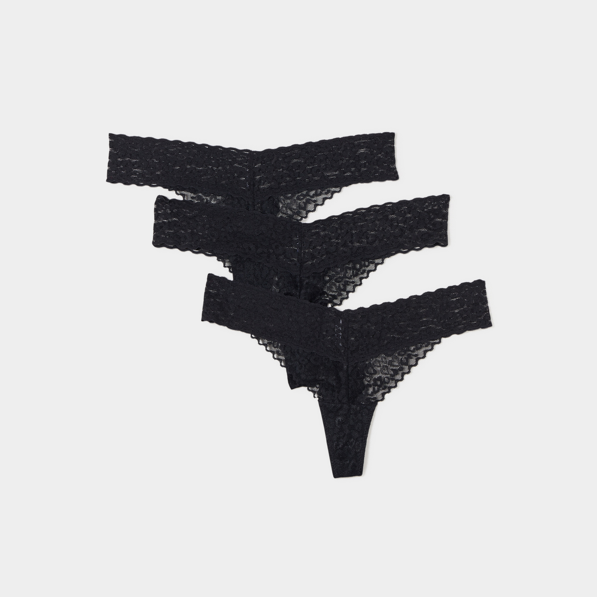 Lot 3 strings dentelle noir femme | La Halle