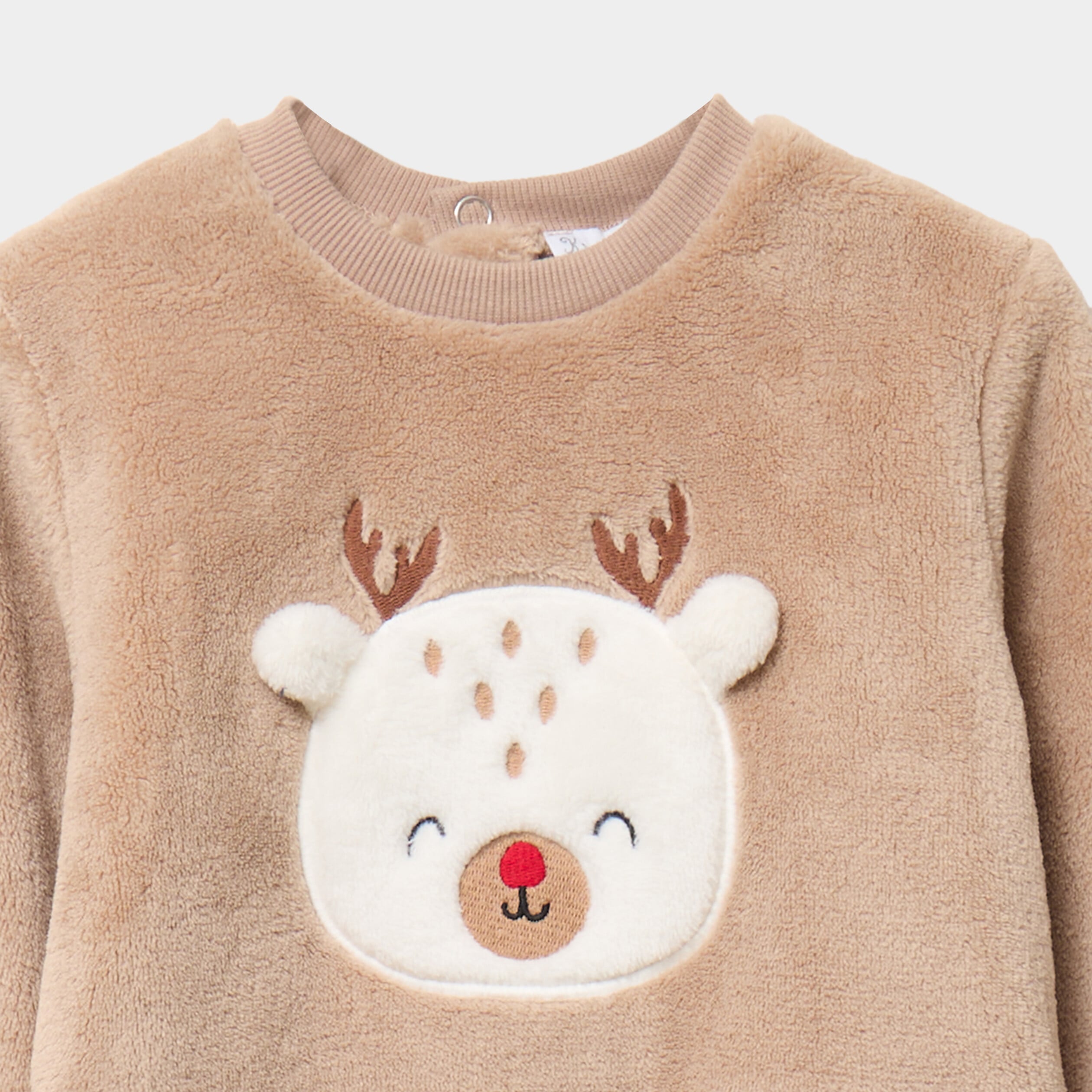 Sweat effet polaire manches longues taupe bébé garçon | La Halle