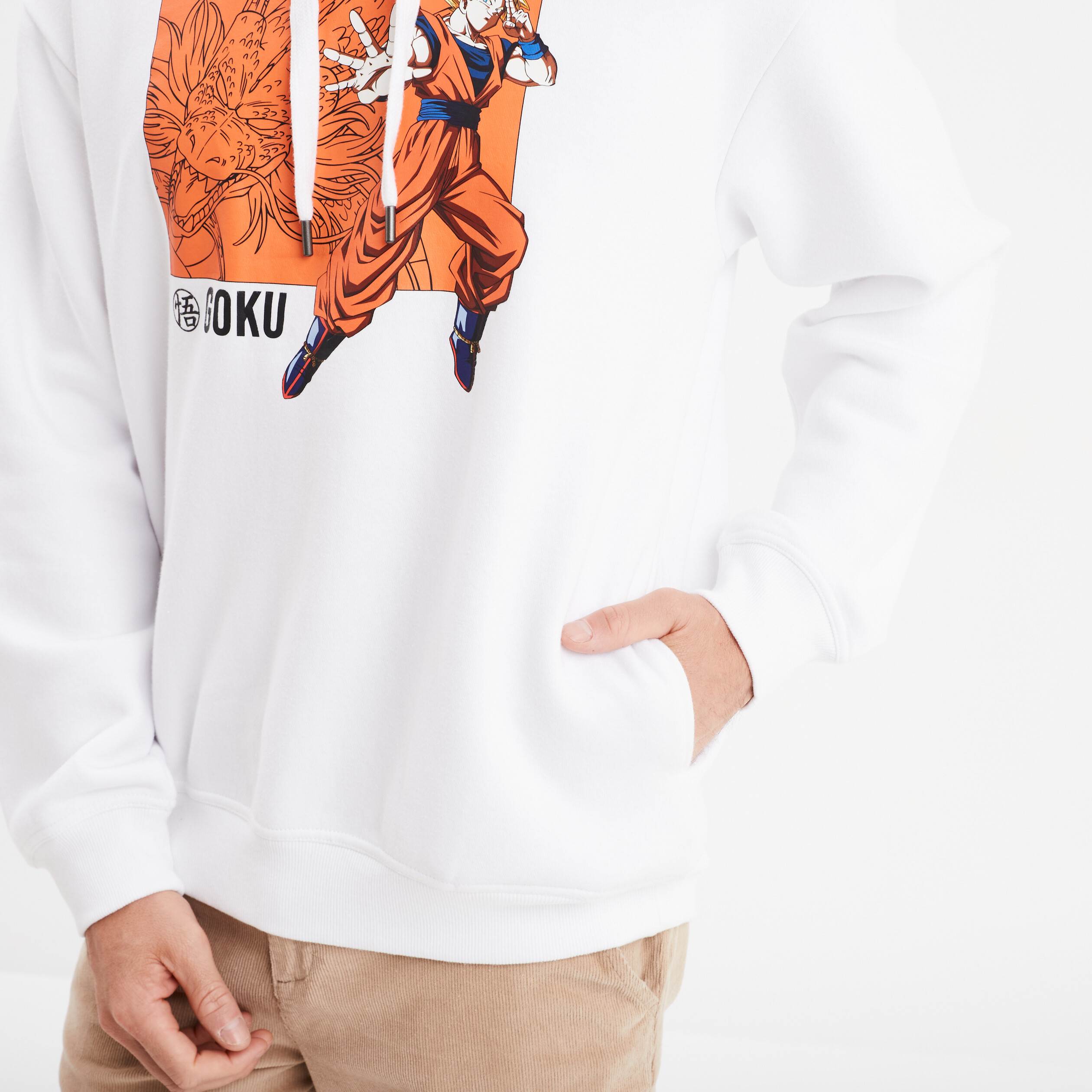 Sweat à capuche hoodie Dragon Ball Z blanc homme | La Halle