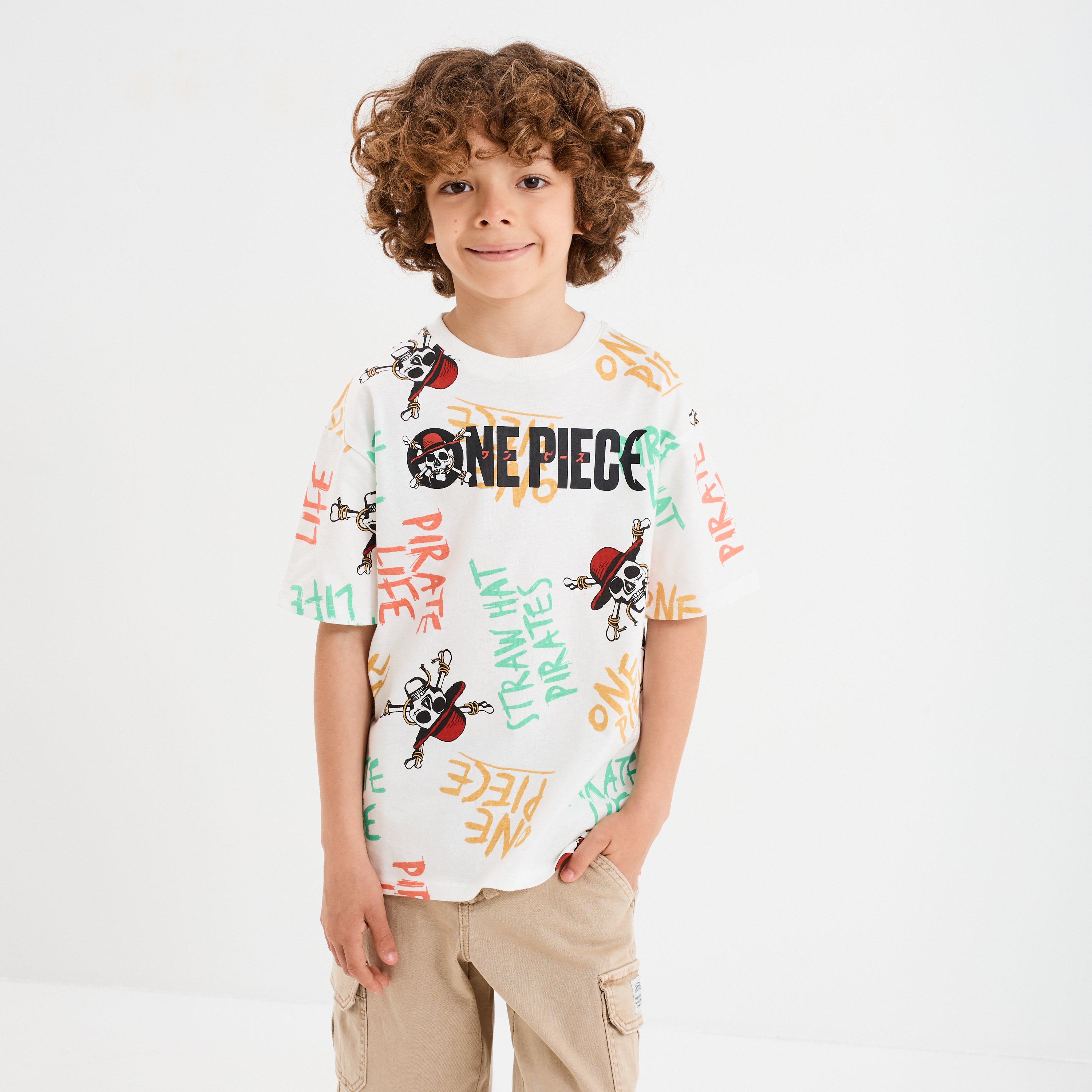 T-shirt manches courtes One Piece blanc garçon | La Halle