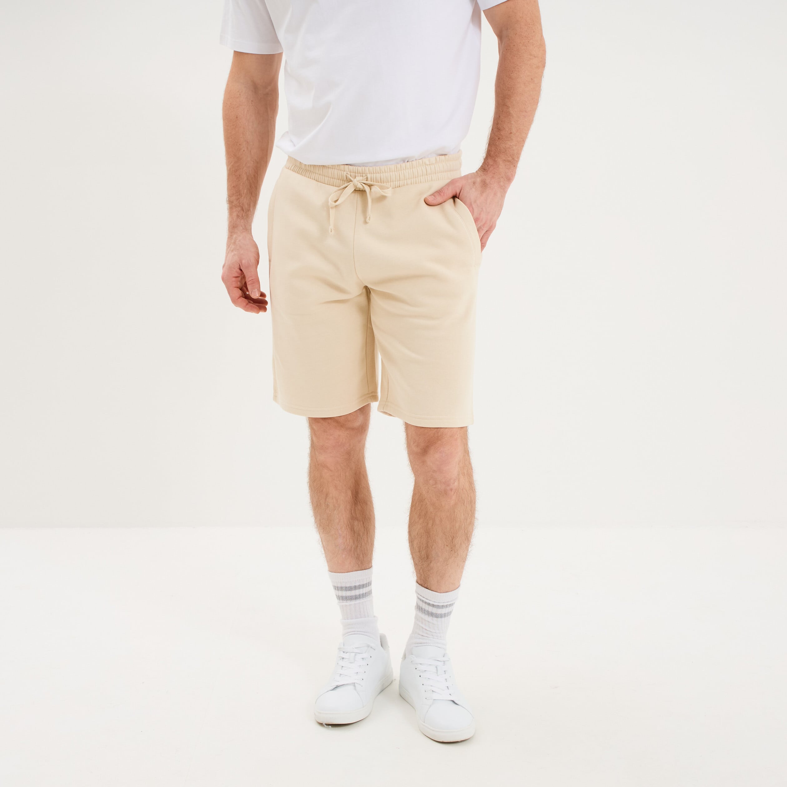 Short jogging molleton droit ecru homme | La Halle