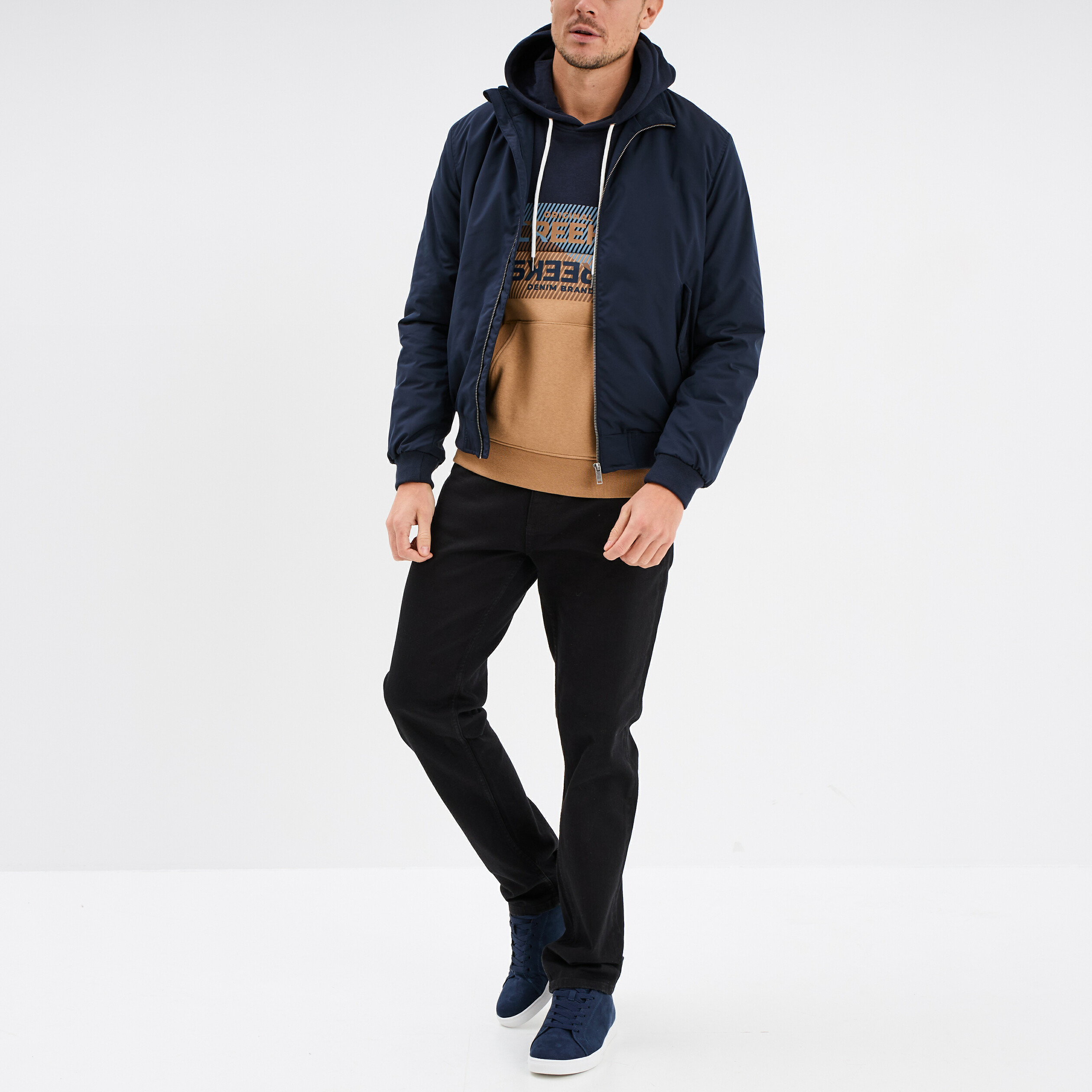 Sweat à capuche hoodie avec poche taupe homme | La Halle