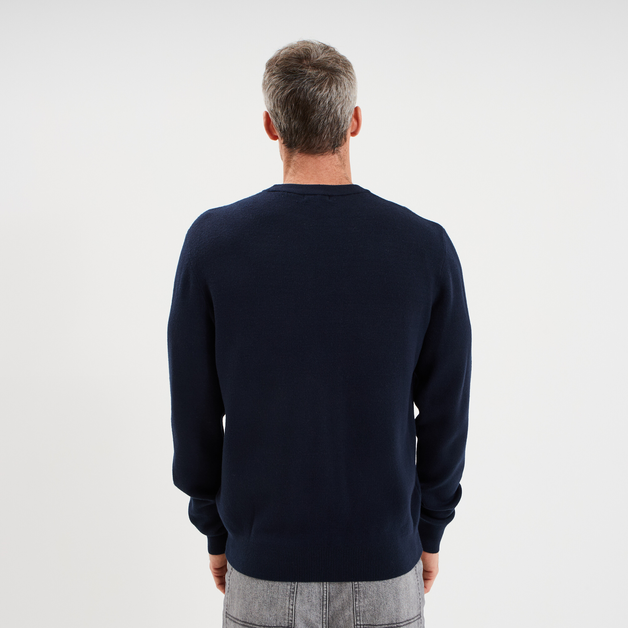 Pull col rond manches longues bleu marine homme | La Halle