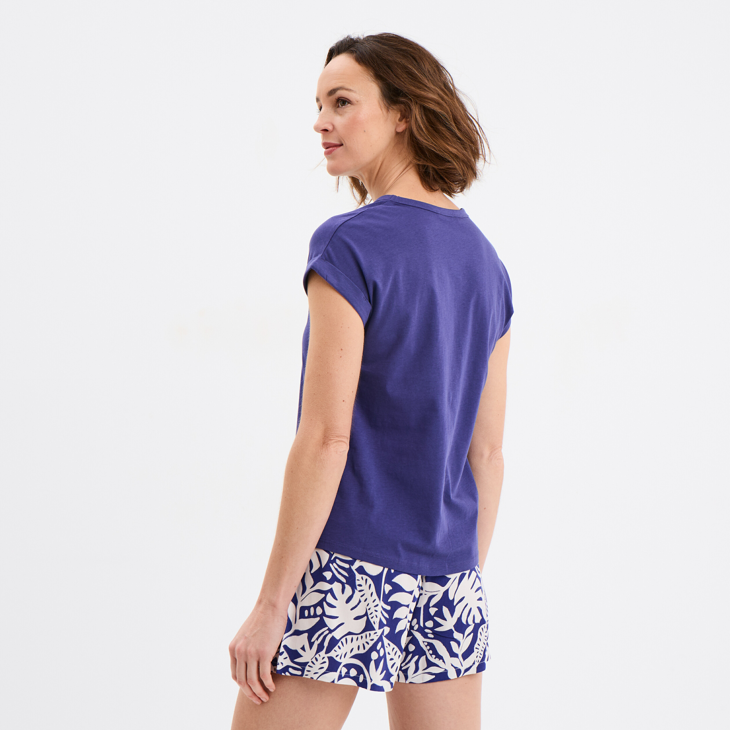 Ensemble pyjama short et t-shirt bleu femme | La Halle