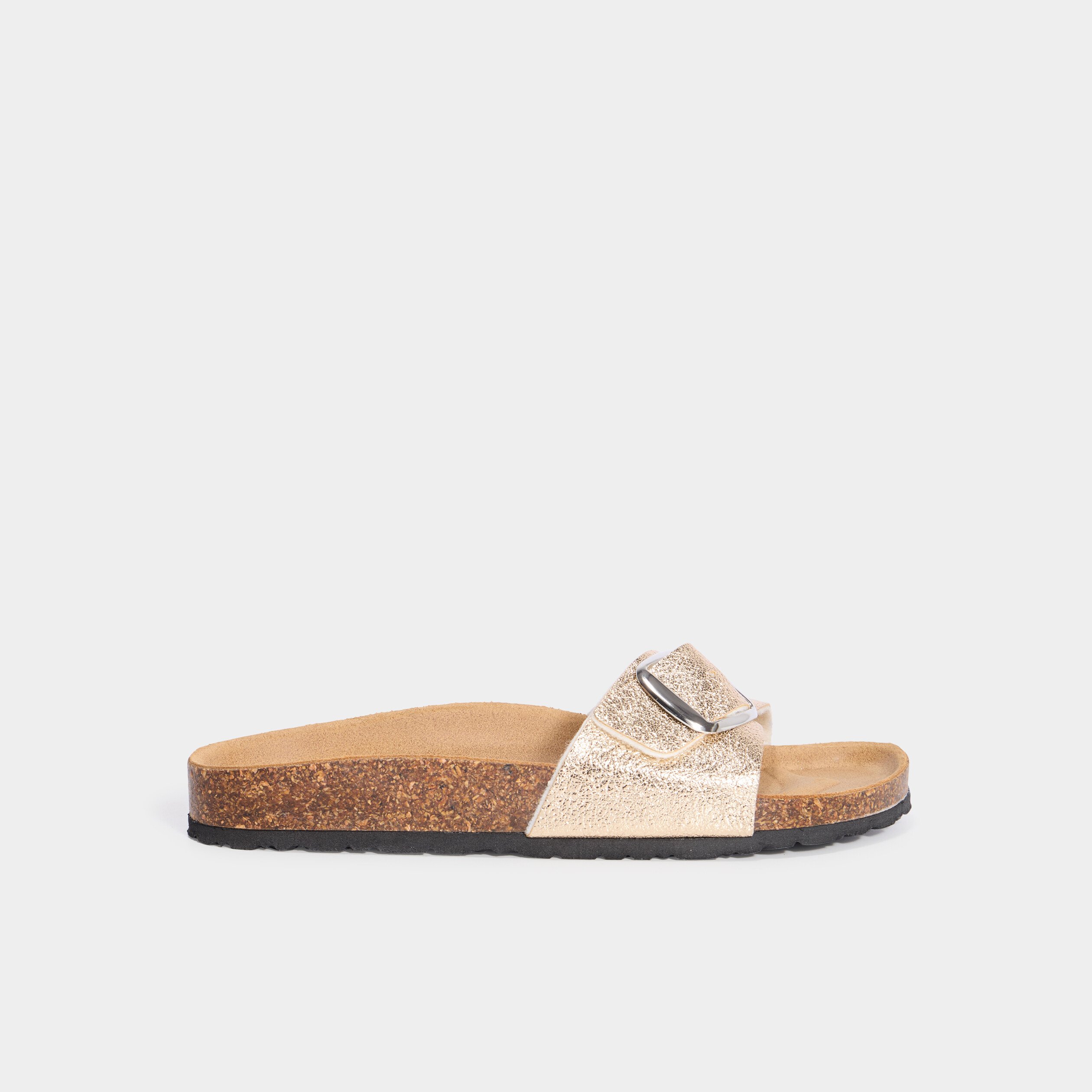 Mules avec boucle sur l'avant jaune or femme | La Halle