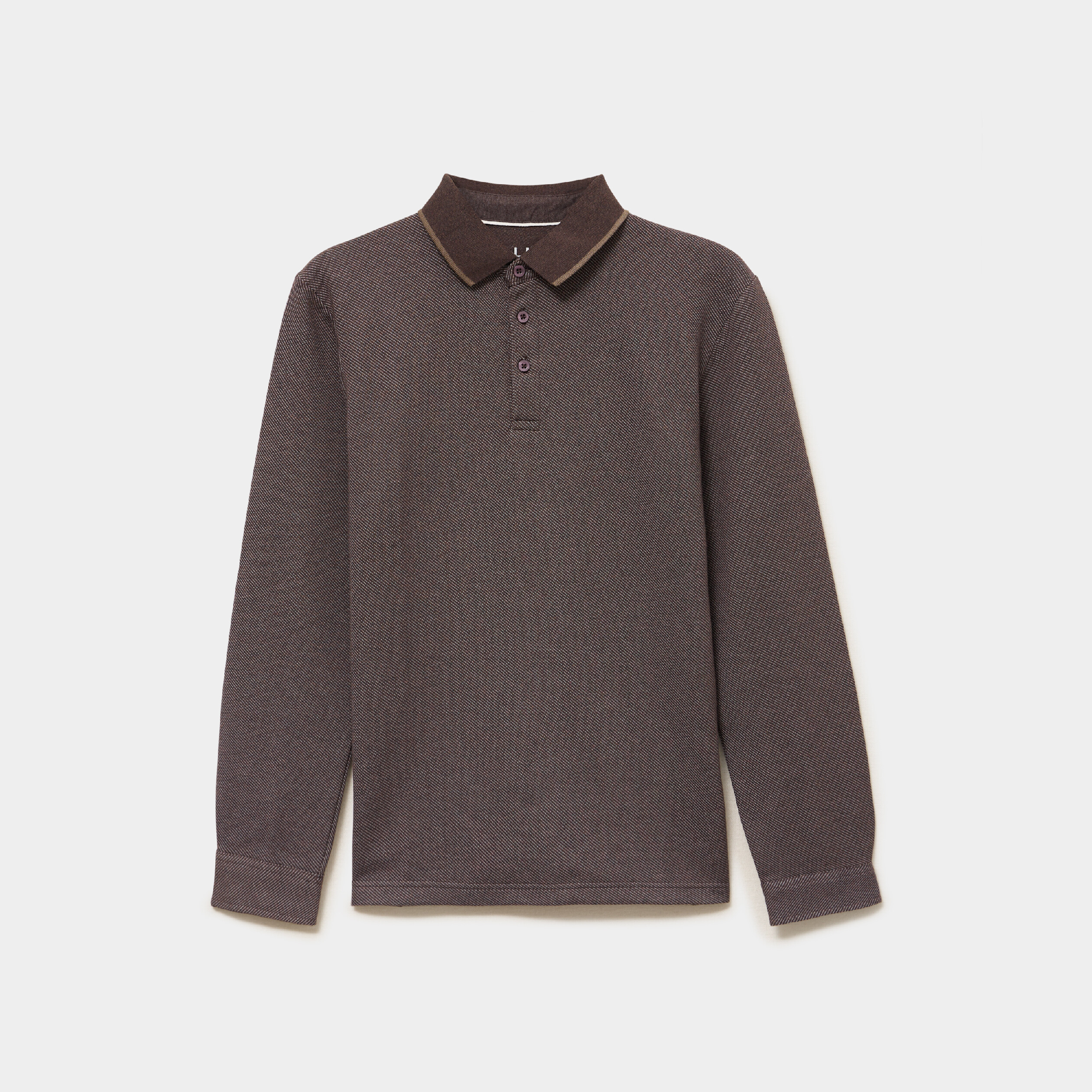 Polo manches longues marron foncé homme | La Halle