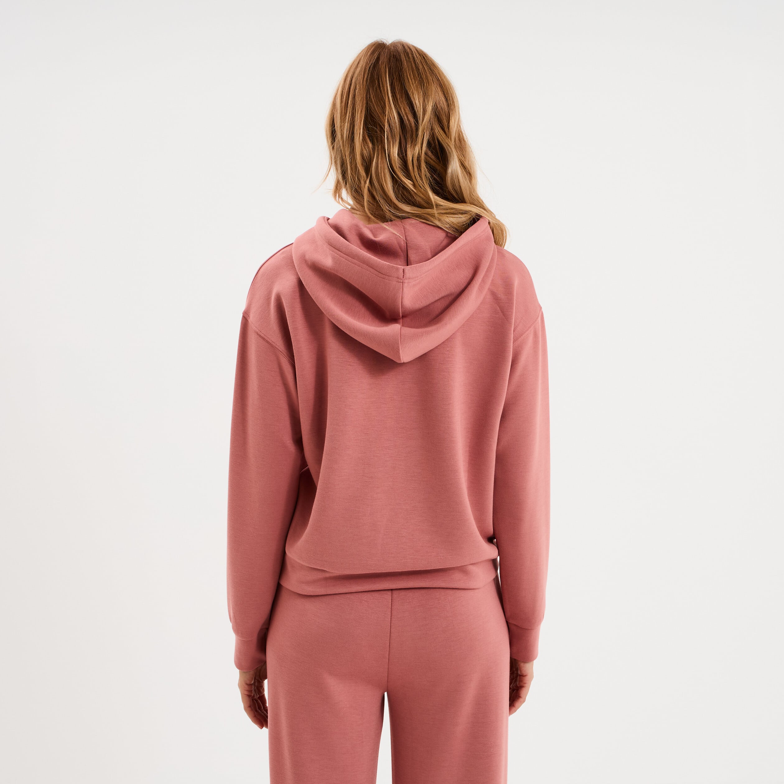 Sweat hoodie manches longues à capuche vieux rose femme | La Halle
