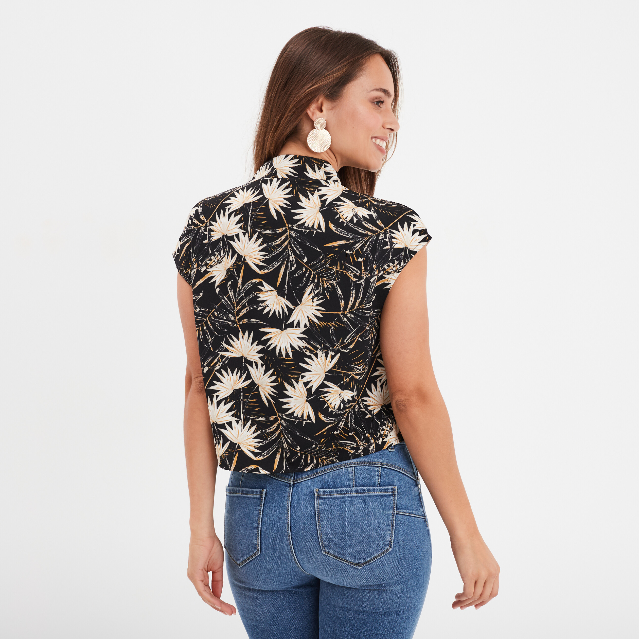 Blouse col cache-coeur noir femme | La Halle