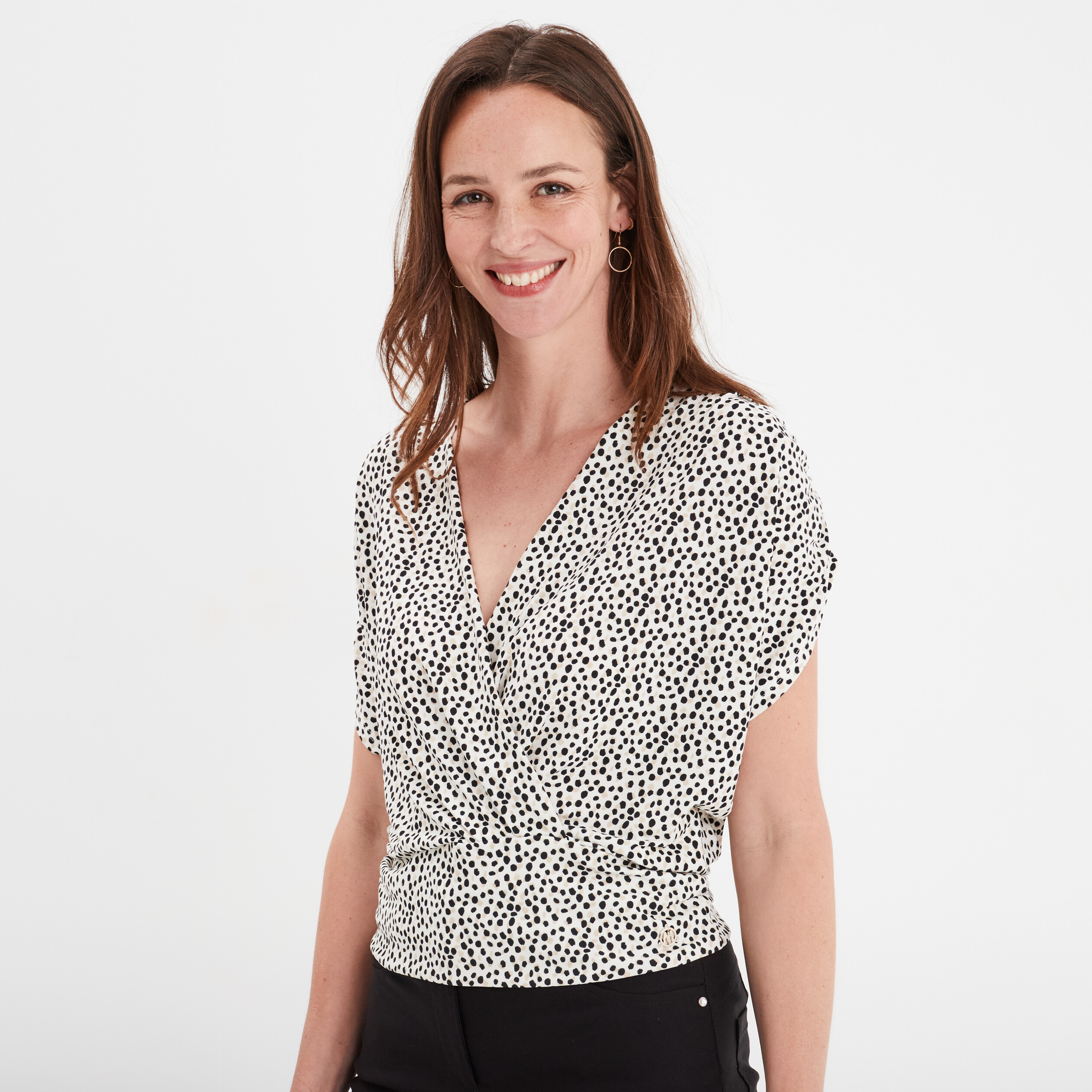 T-shirt col cache-coeur Mosquitos beige femme | La Halle