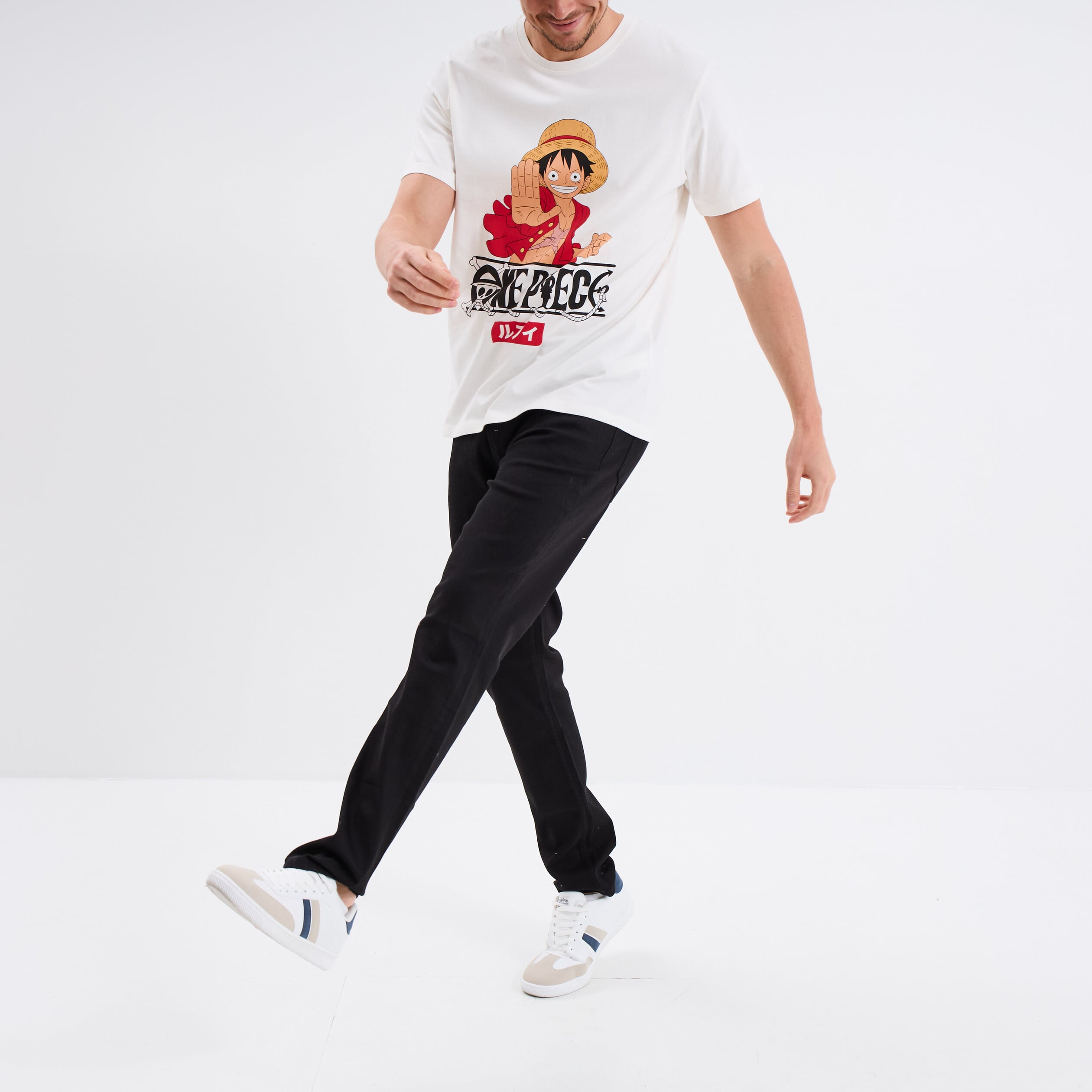 T-shirt manches courtes One Piece Luffy ivoire homme | La Halle
