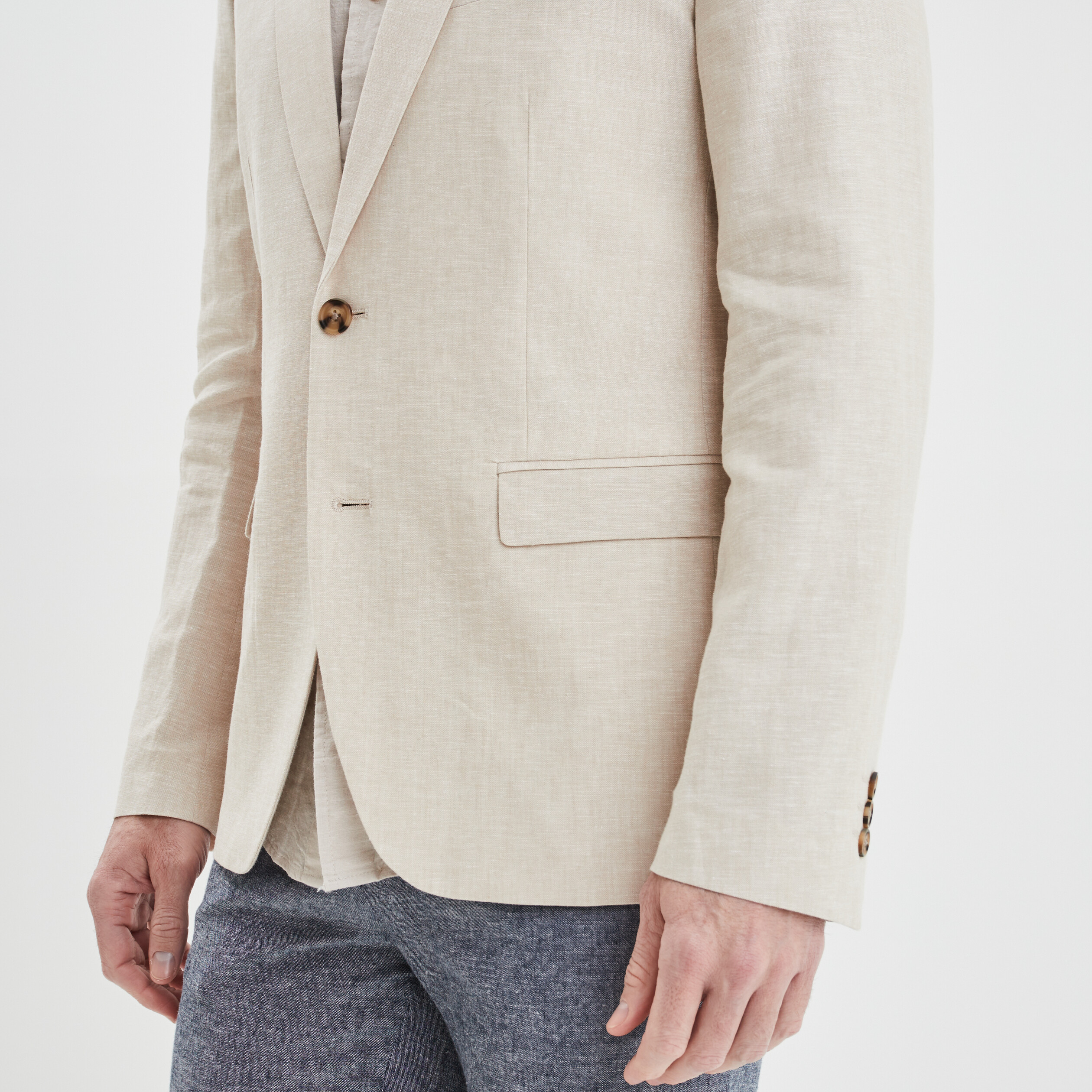 Veste blazer droite lin mélangé ecru homme | La Halle