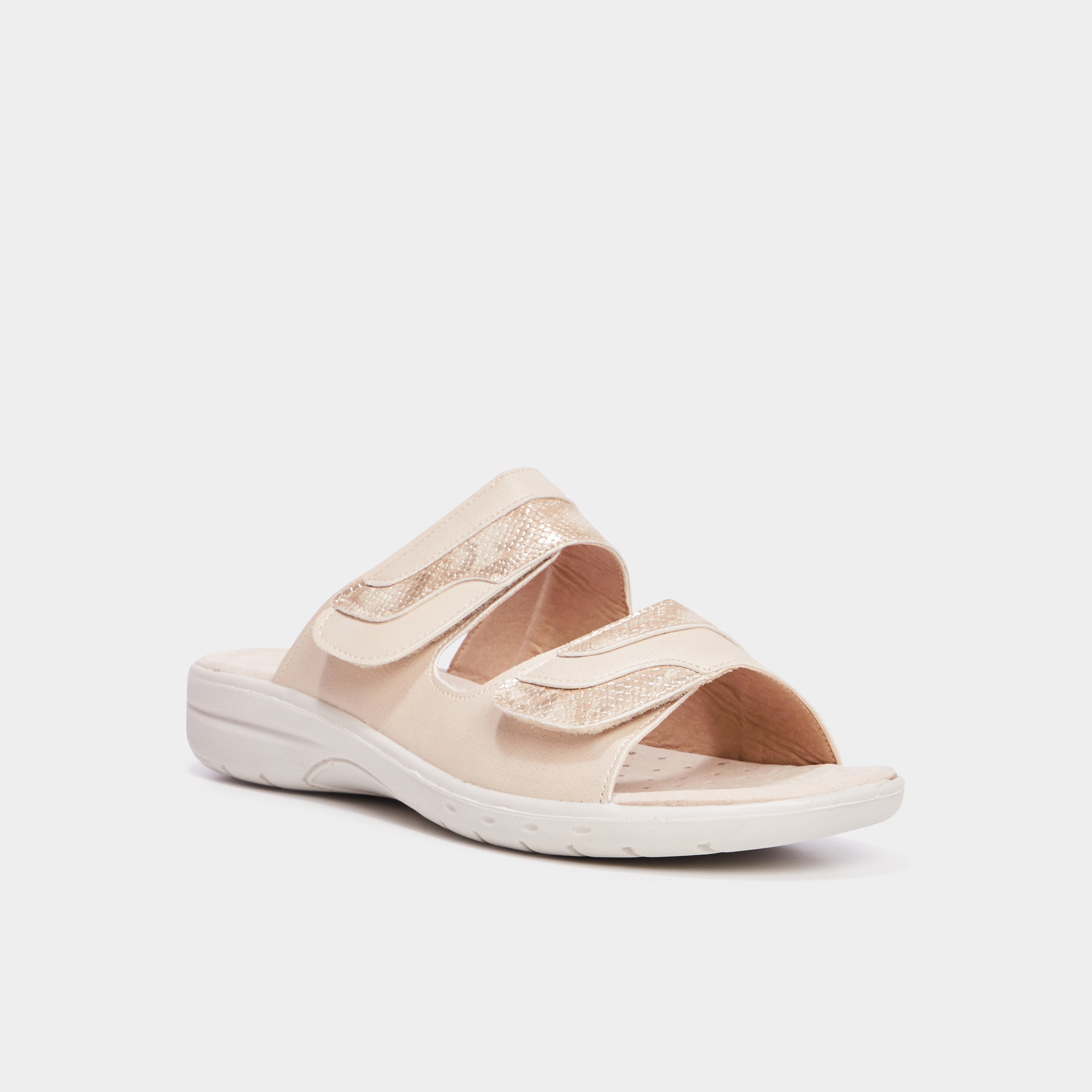 Sandales à scratchs cuir Confortissimo sable femme | La Halle