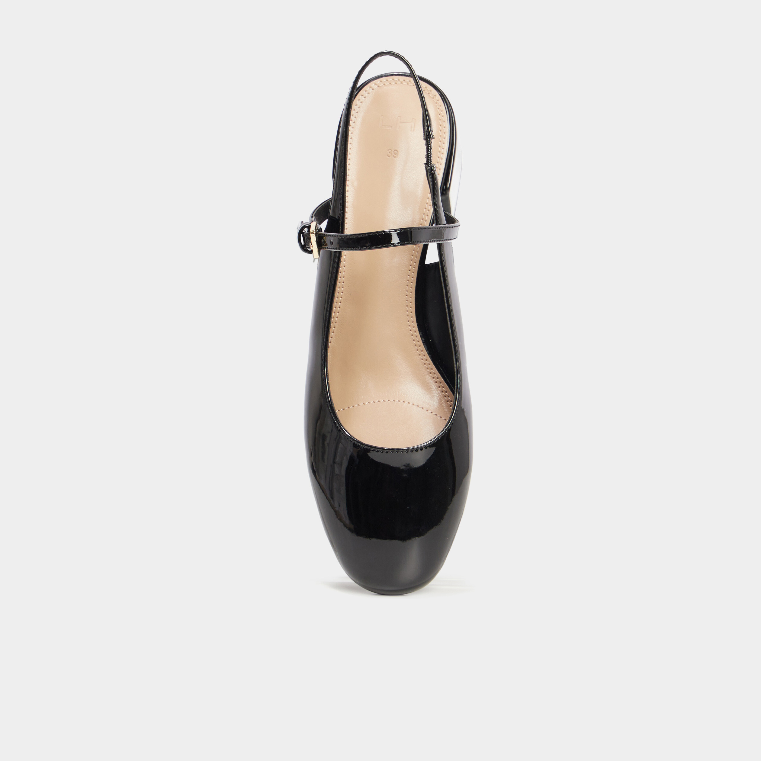 Ballerines à talons vernies noir femme | La Halle