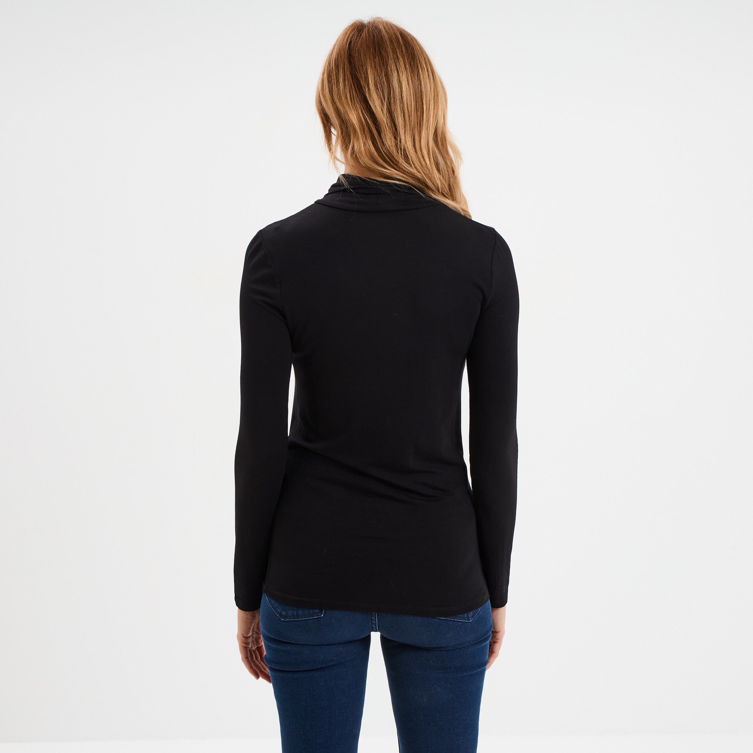 T-shirt manches longues col roulé noir femme | La Halle