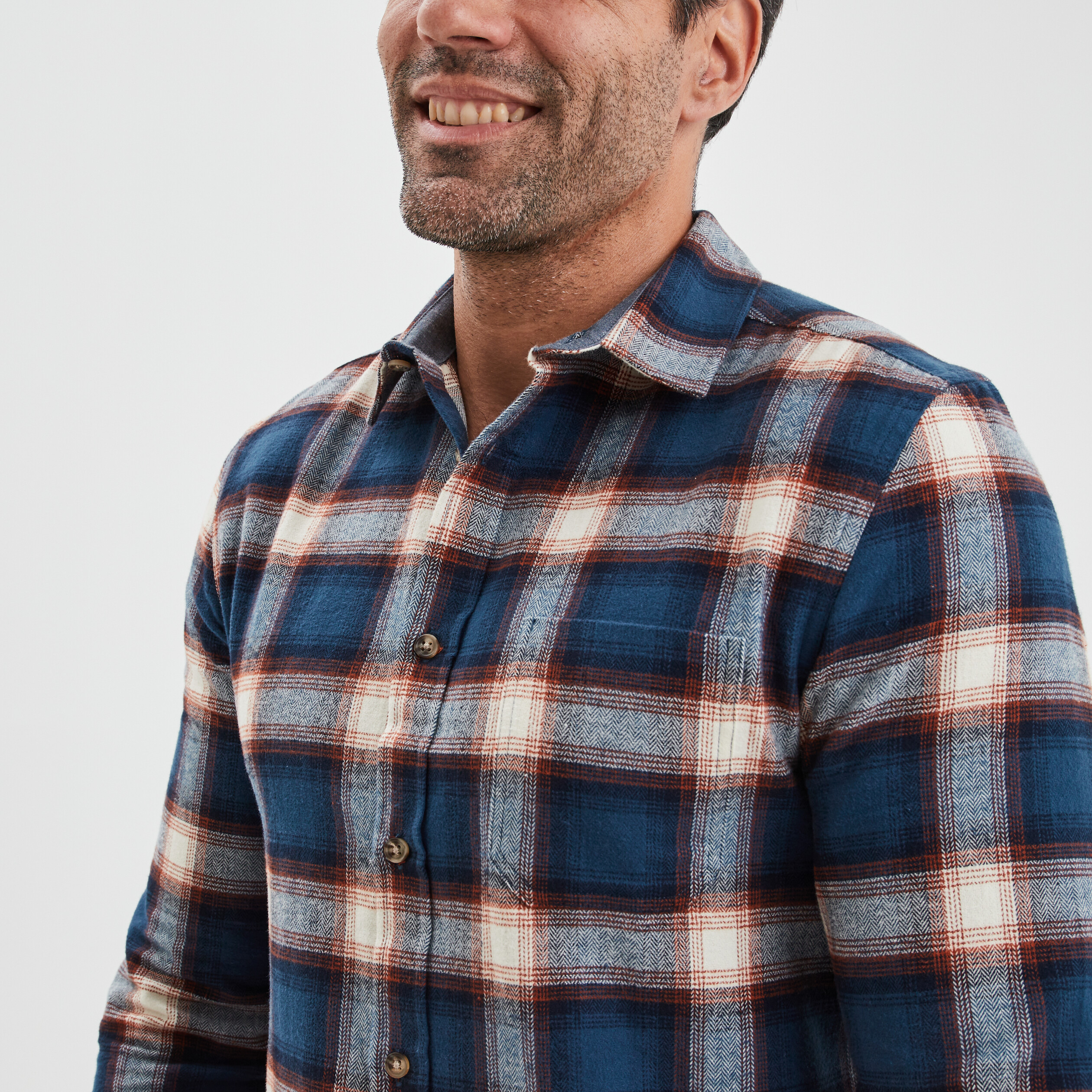 Chemise manches longues droite en coton bleu marine homme | La Halle