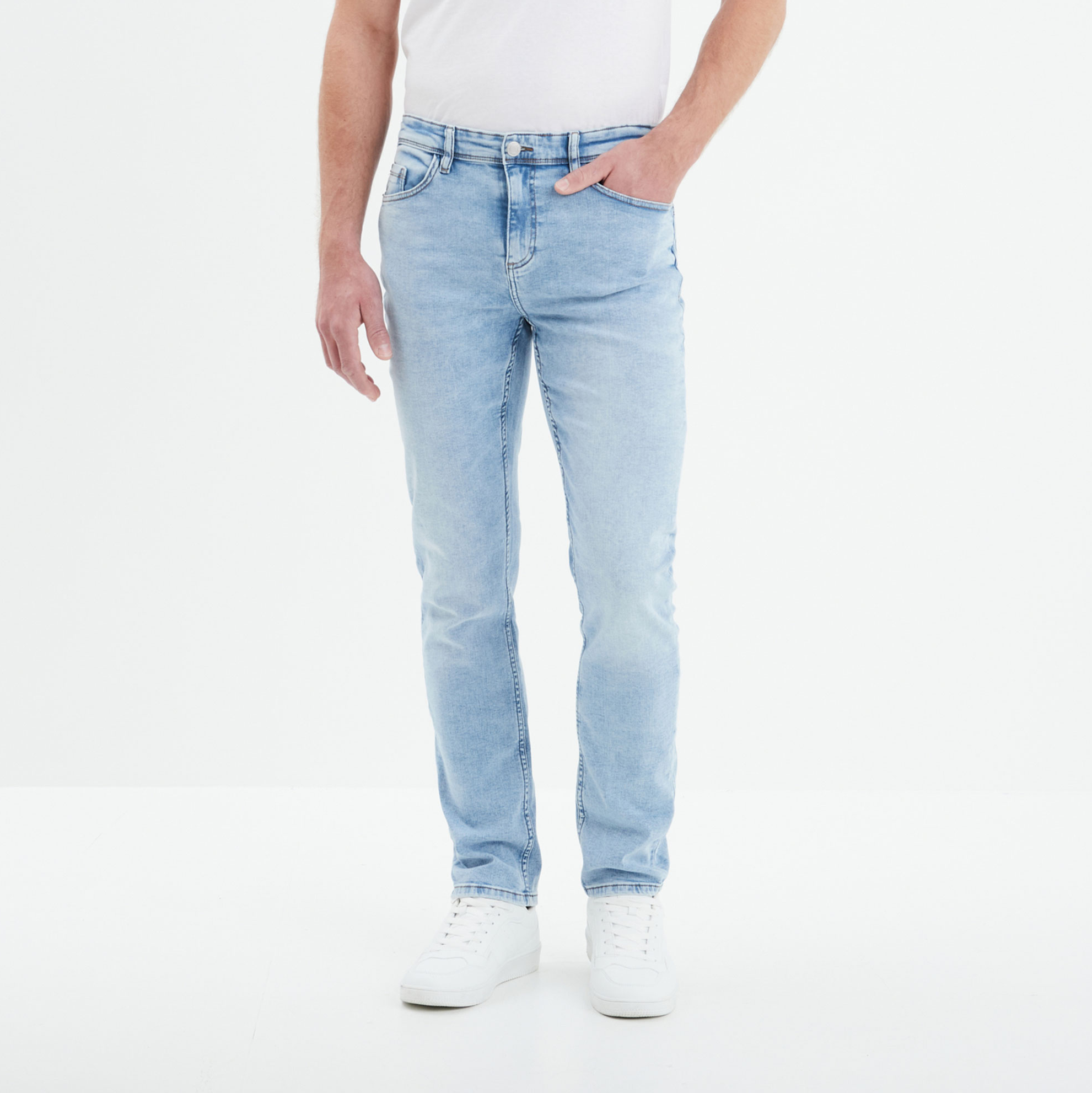 Jeans slim 5 poches denim bleach homme | La Halle