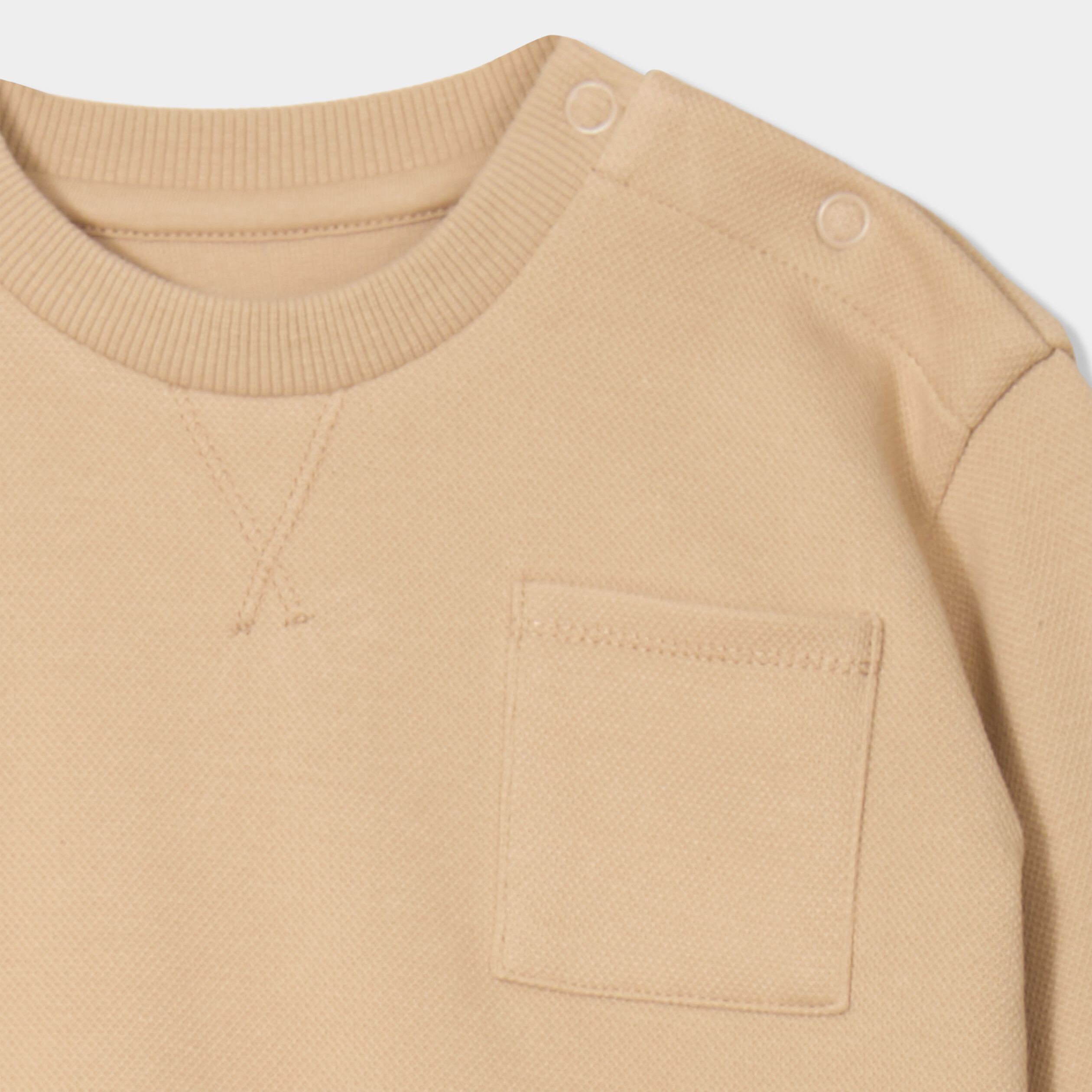 Sweat manches longues 1 poche coton marron clair bébé garçon | La Halle