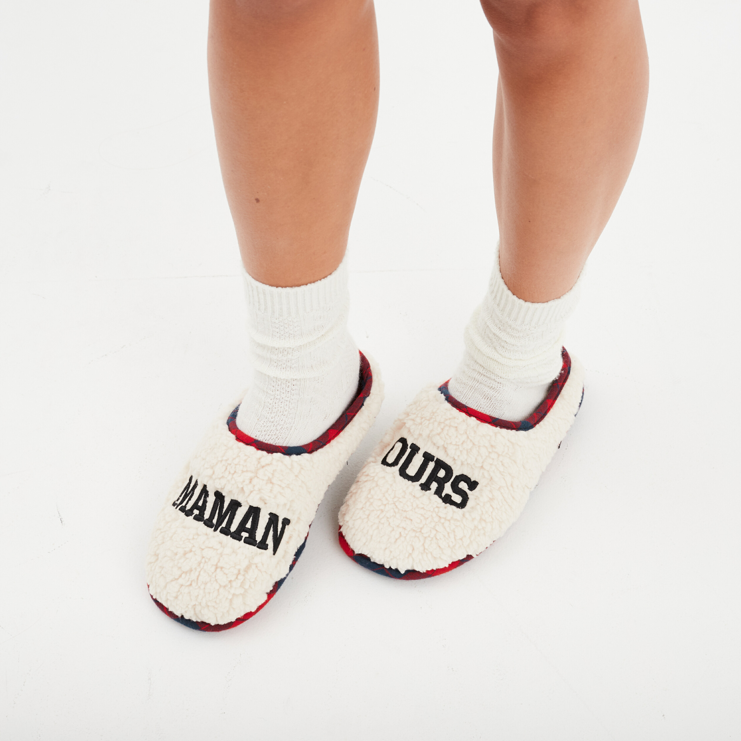 Chaussons mules Noël sable femme | La Halle