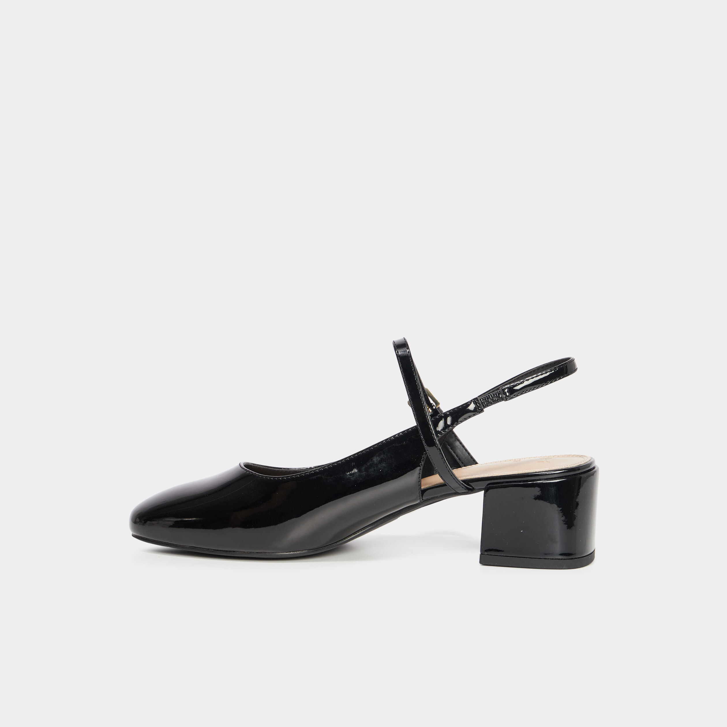 Ballerines à talons vernies noir femme | La Halle