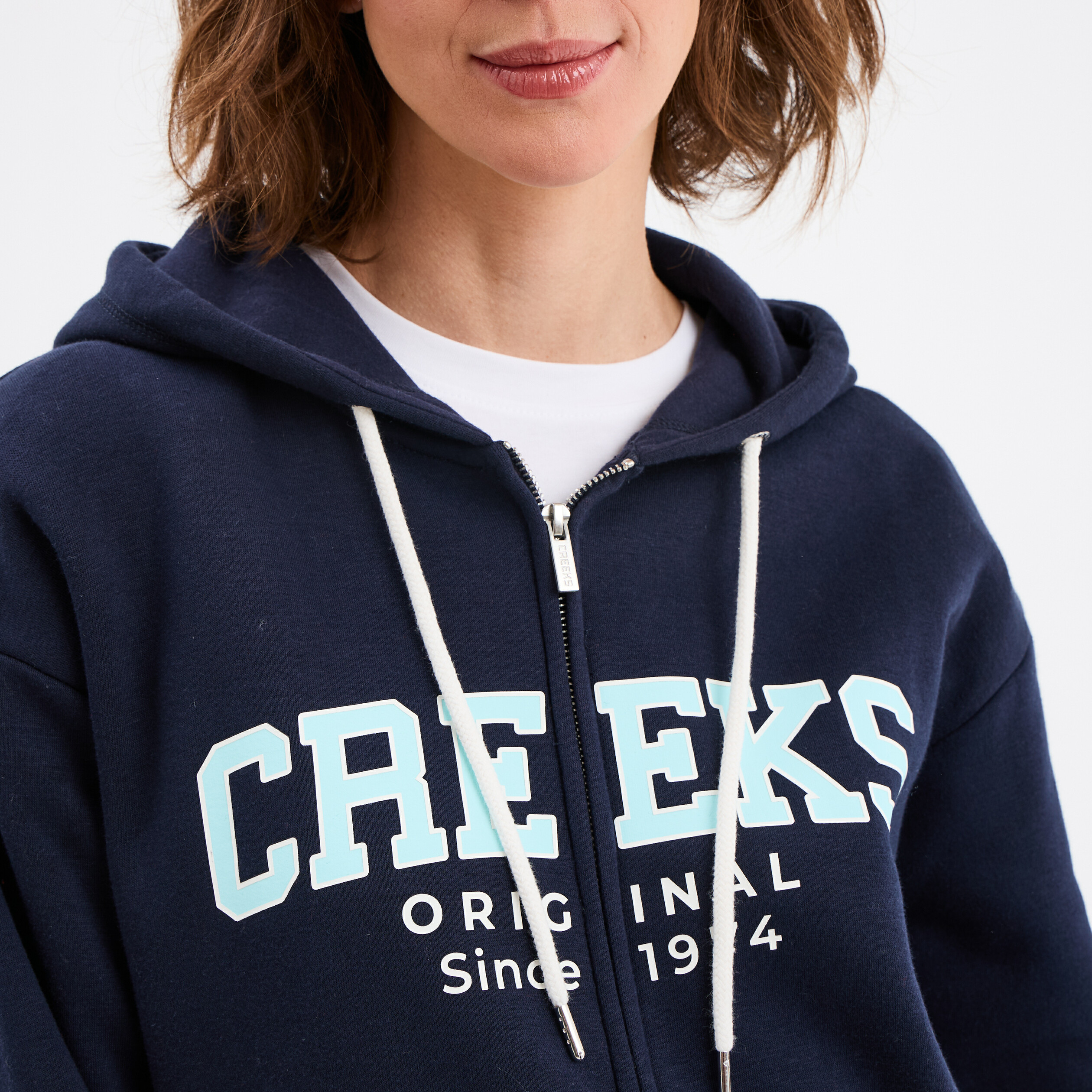 Sweat zippé à capuche Creeks Original bleu marine femme | La Halle