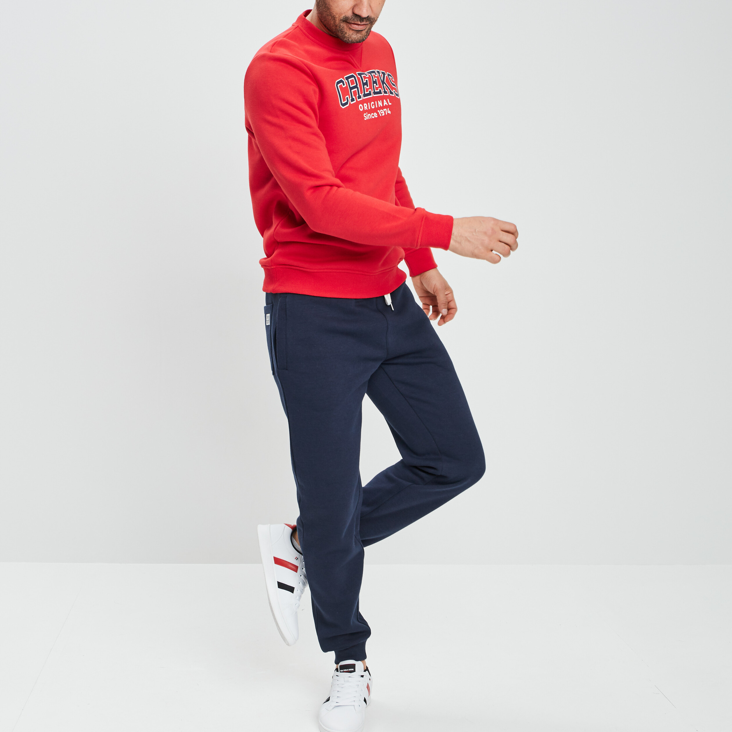 Pantalon jogging ajusté bleu marine homme | La Halle