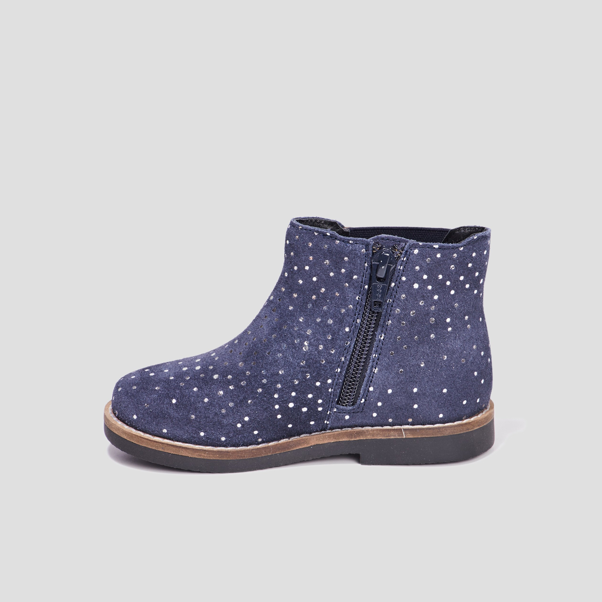 Bottines zippées en cuir bleu fille | La Halle