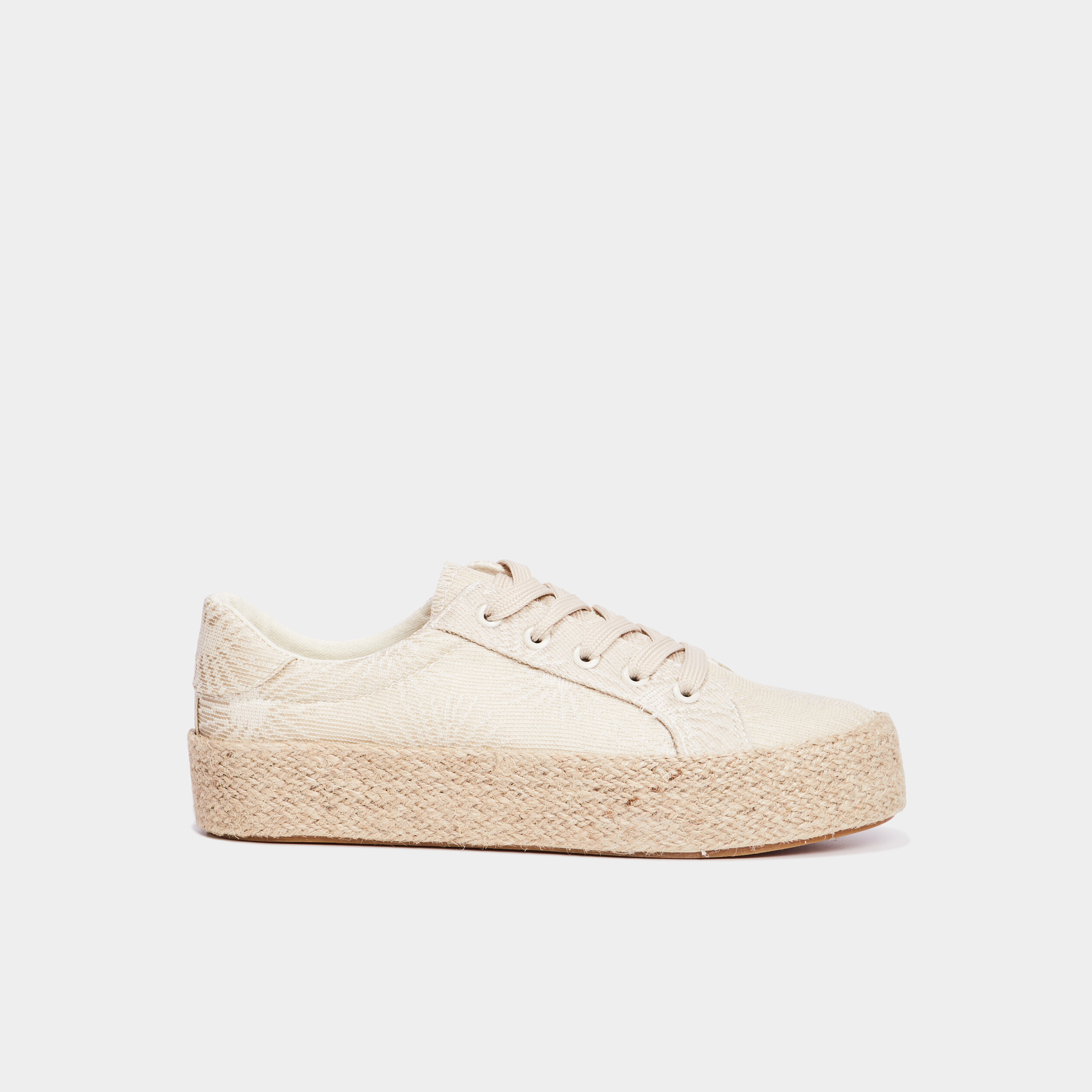 Tennis en toile à lacets sable femme | La Halle
