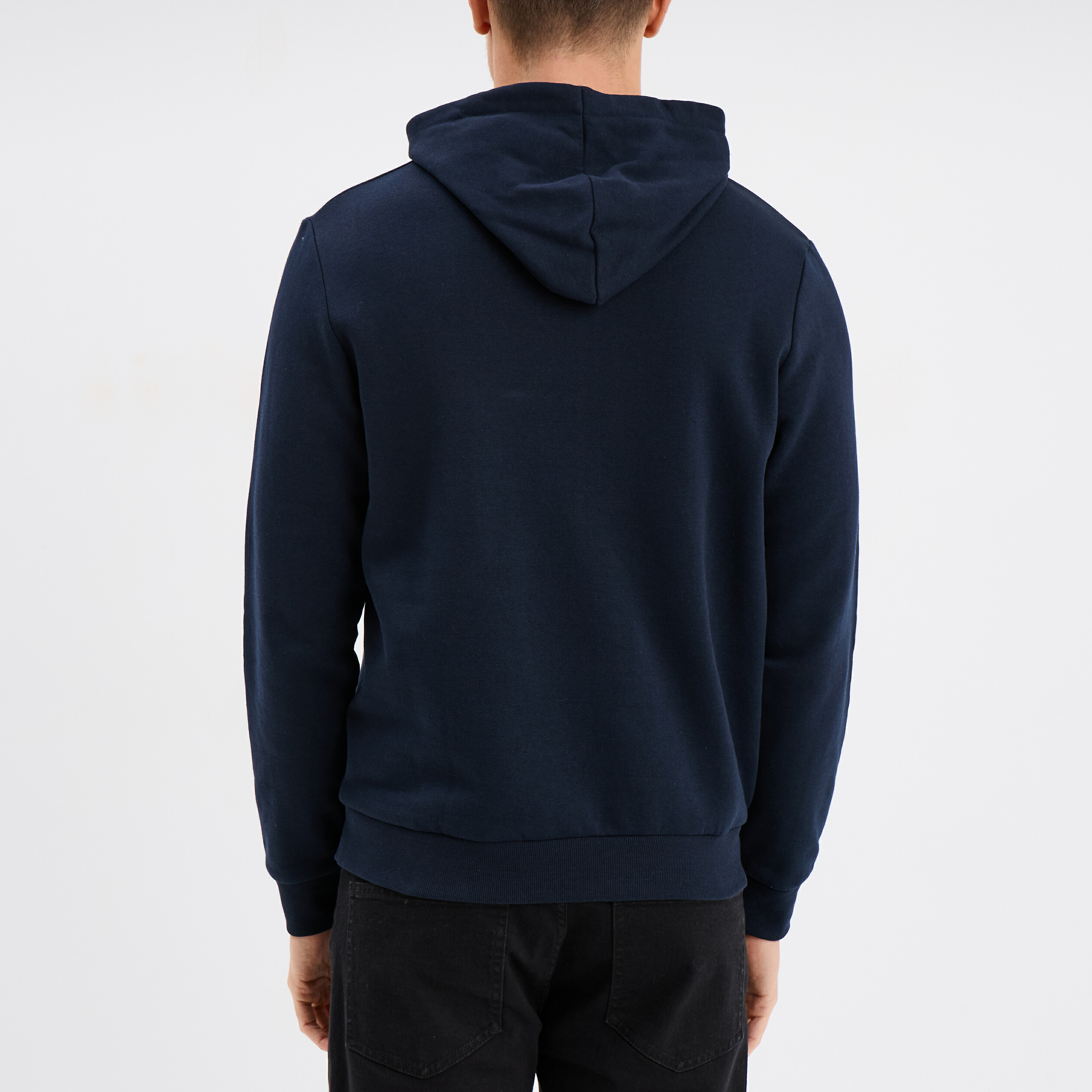 Sweat molleton à capuche hoodie bleu marine homme | La Halle