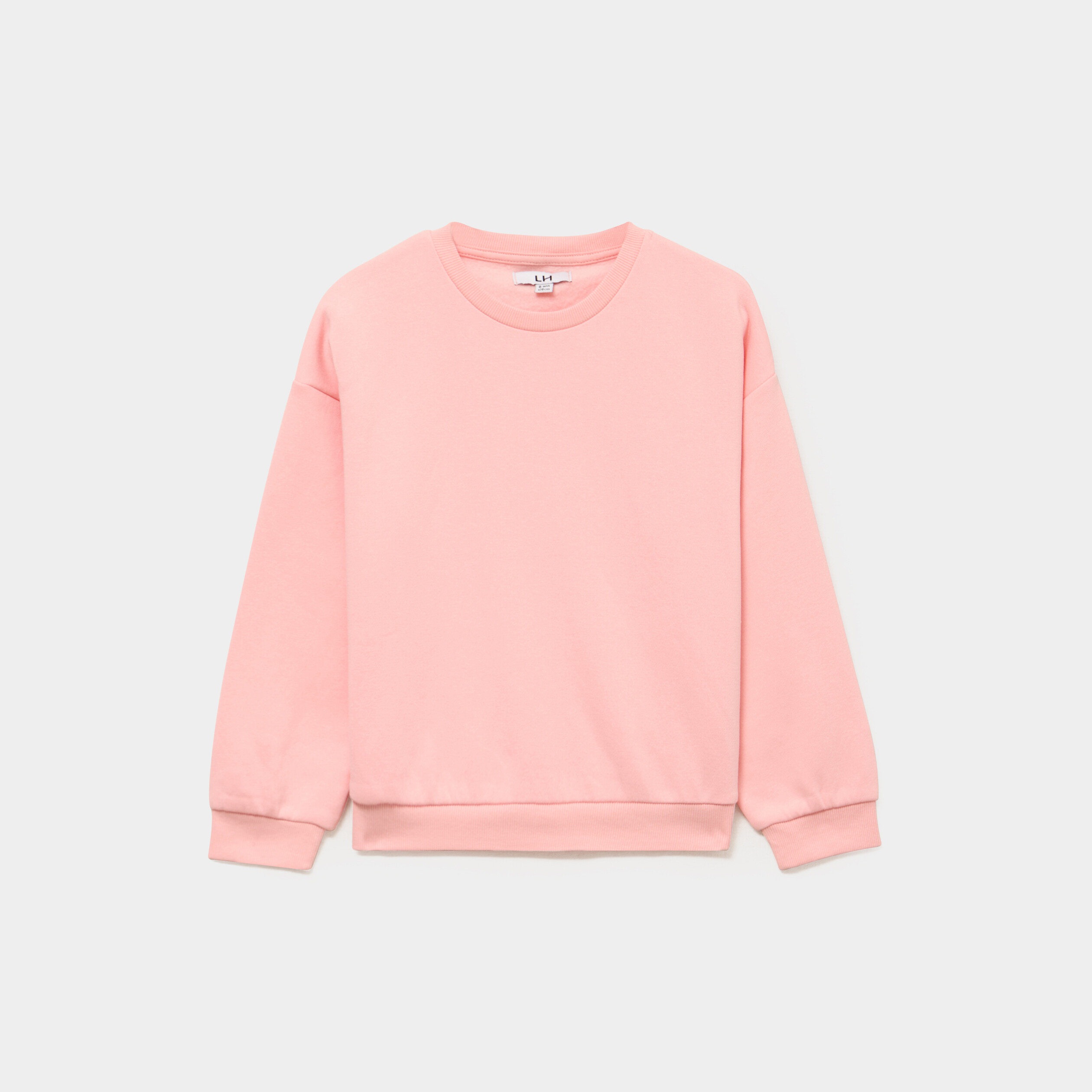 Sweat col rond manches longues rose poudrée fille | La Halle