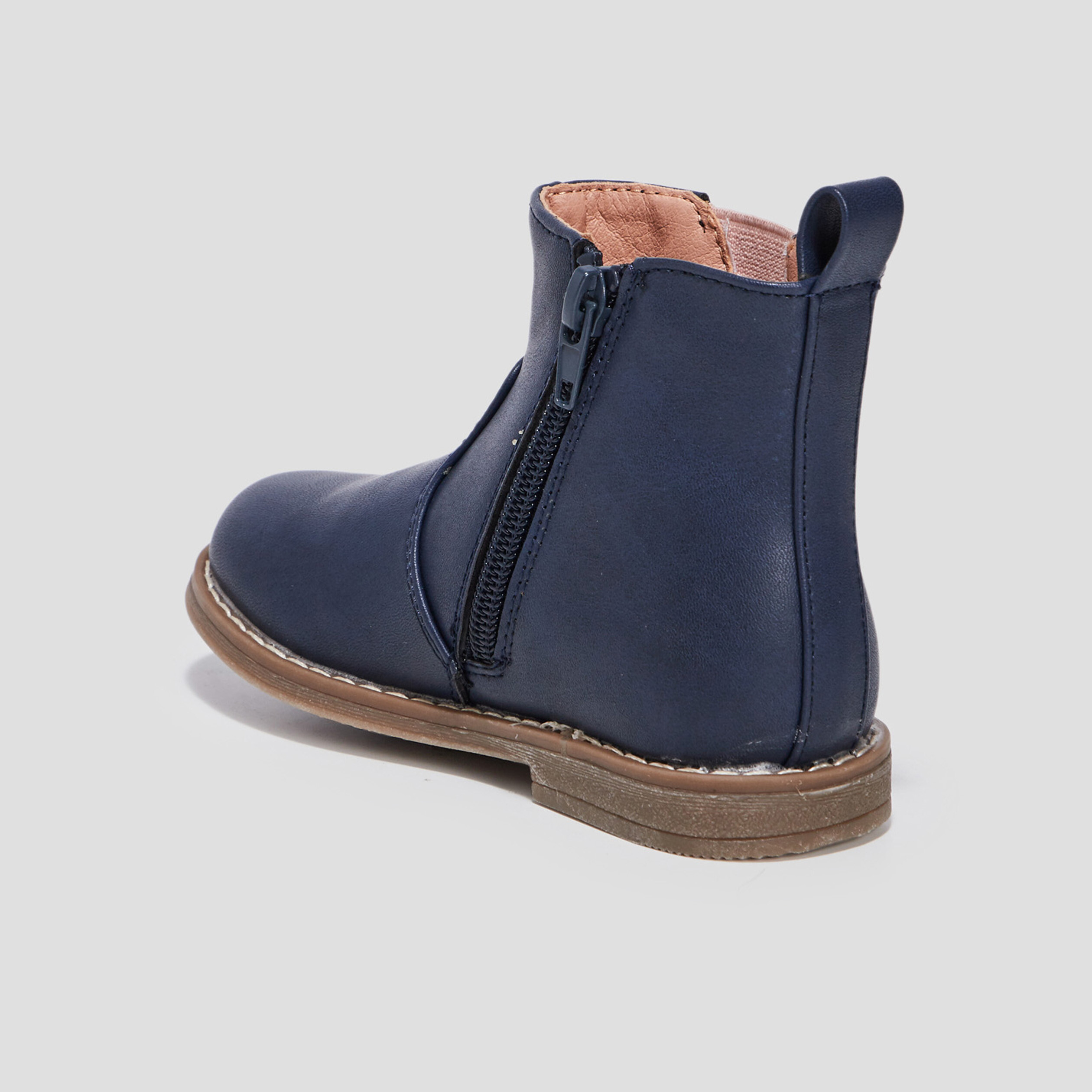 Bottines zippées bout rond bleu marine fille | La Halle