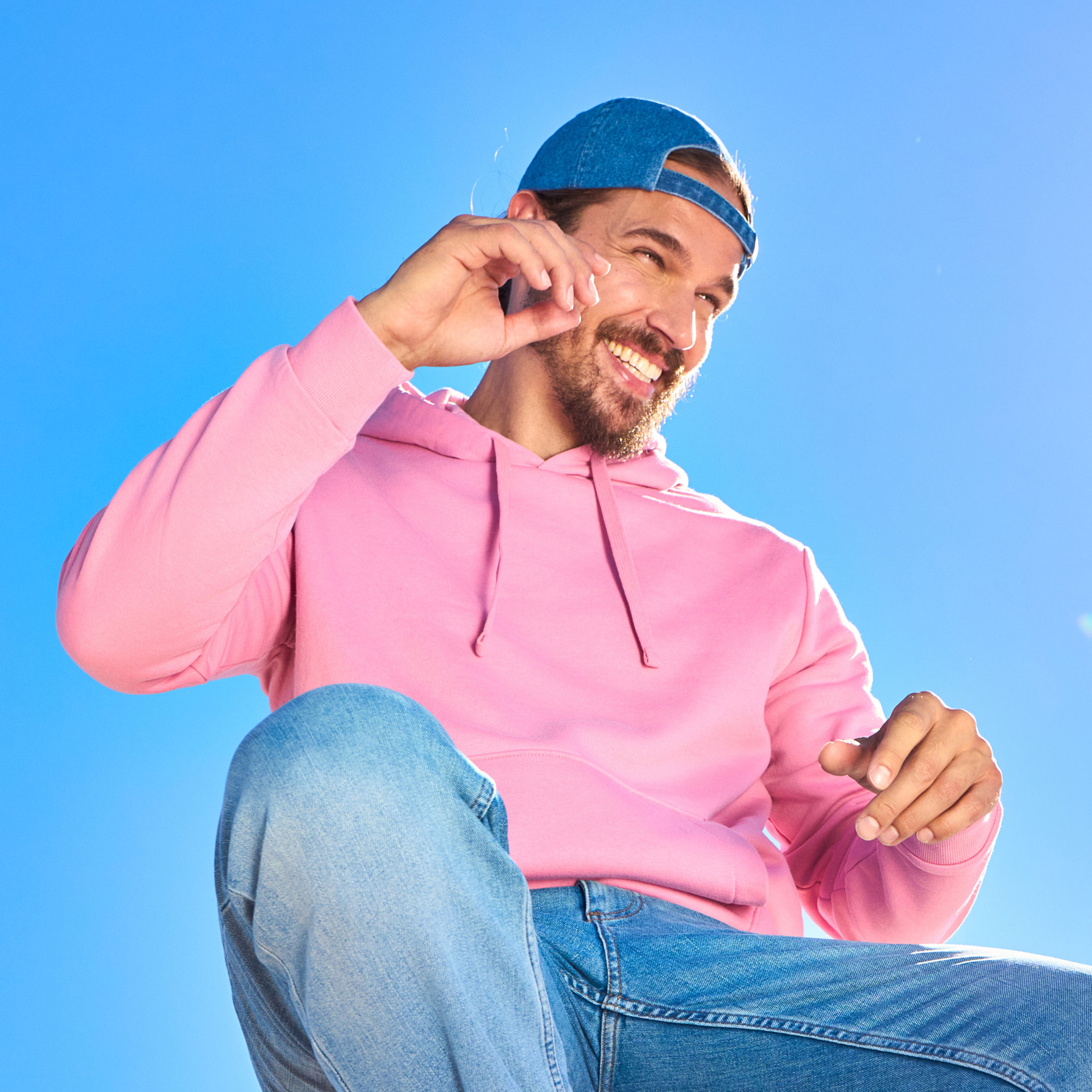 Sweat molleton à capuche hoodie rose homme | La Halle