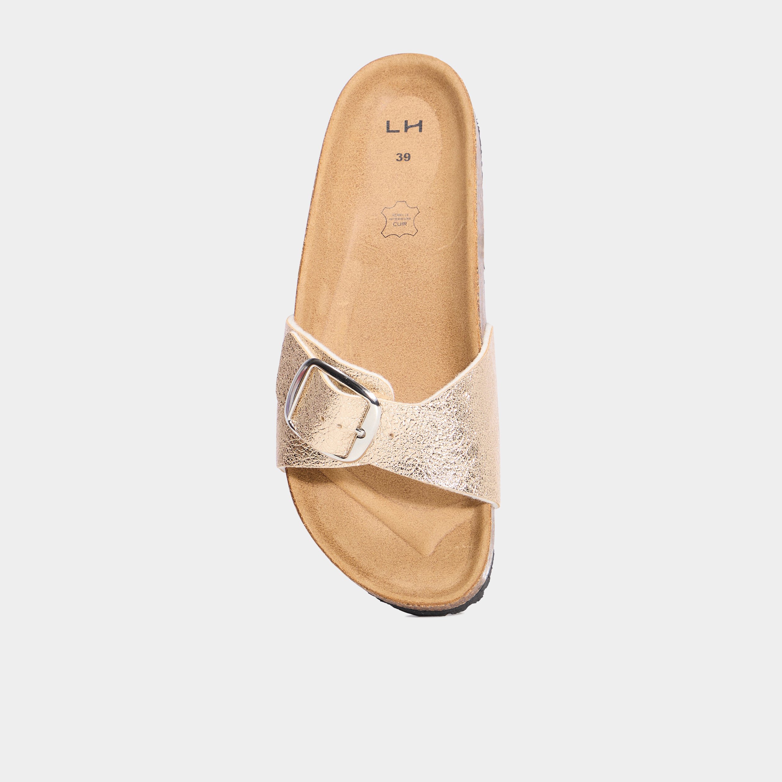 Mules avec boucle sur l'avant jaune or femme | La Halle