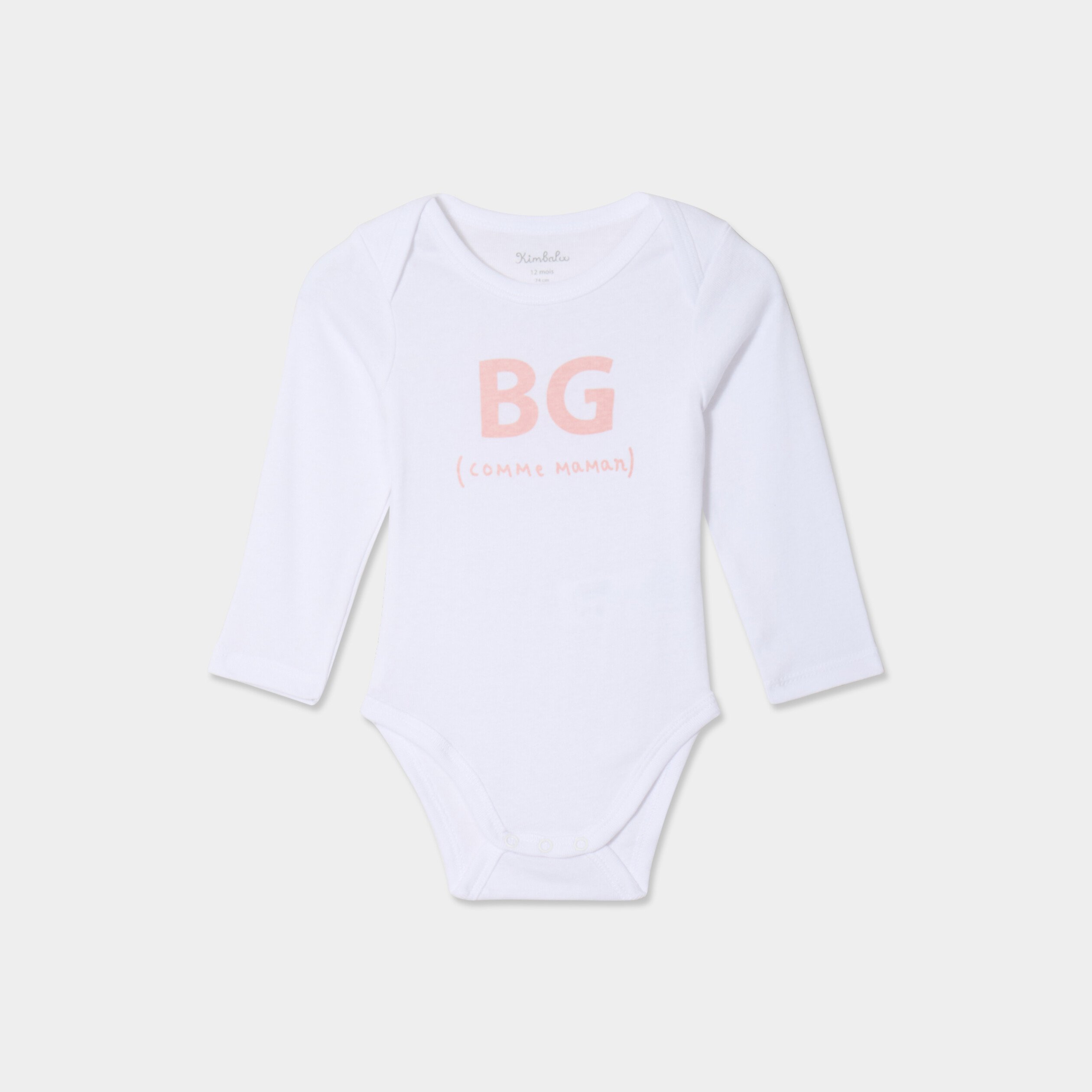 Body US velours coton manches longues blanc bébé | La Halle