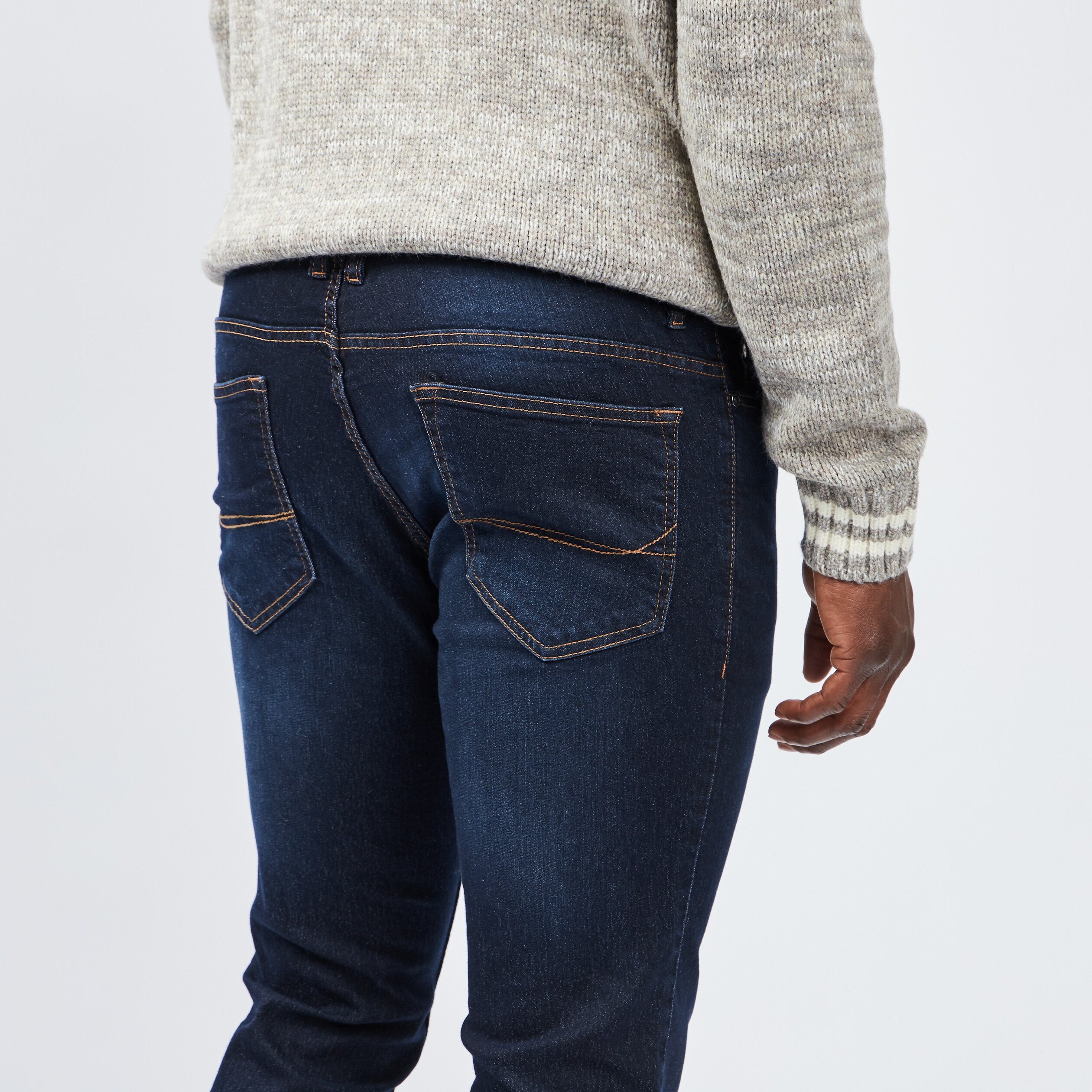 Jeans coupe skinny 5 poches denim brut homme | La Halle