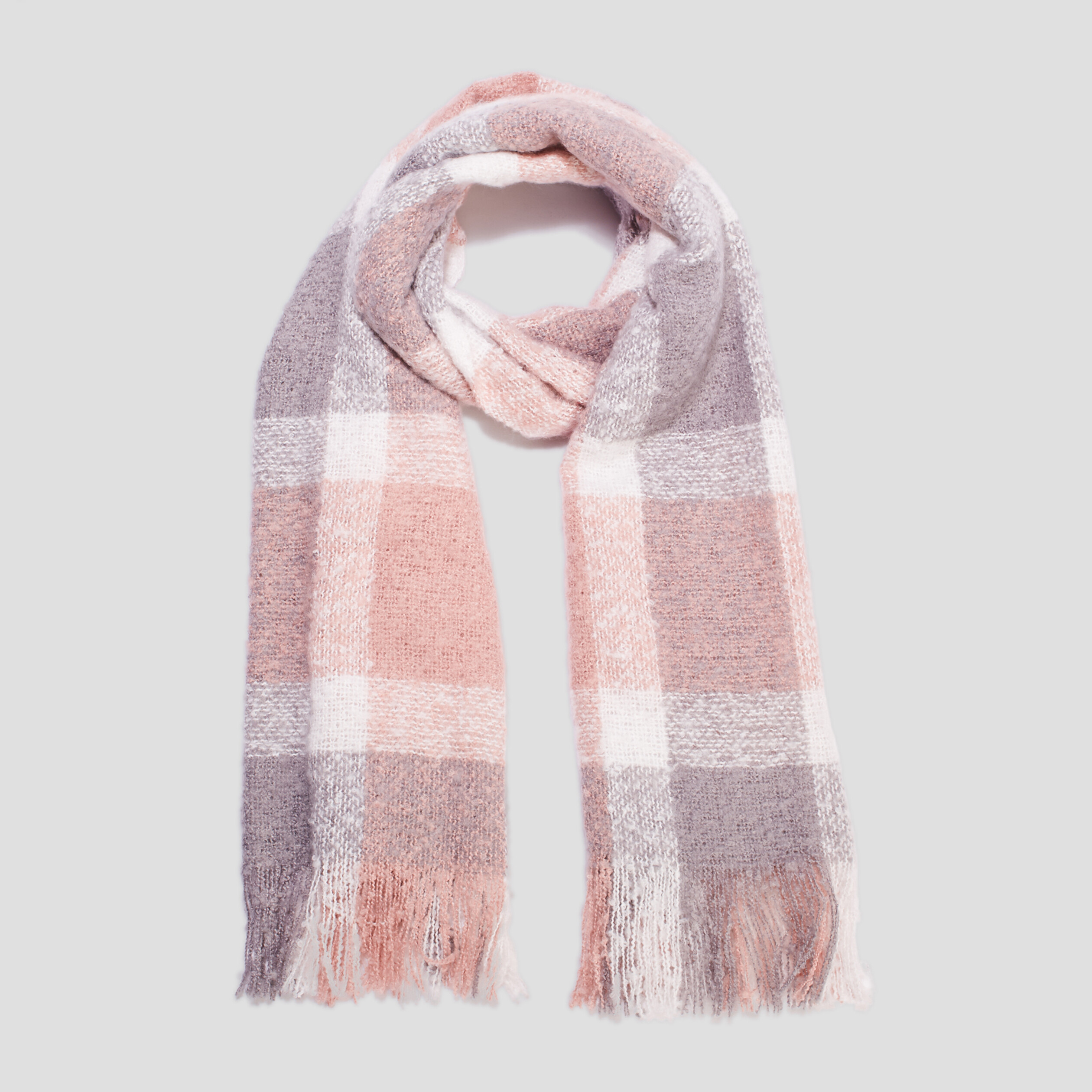 Écharpe à franges rose clair femme | La Halle