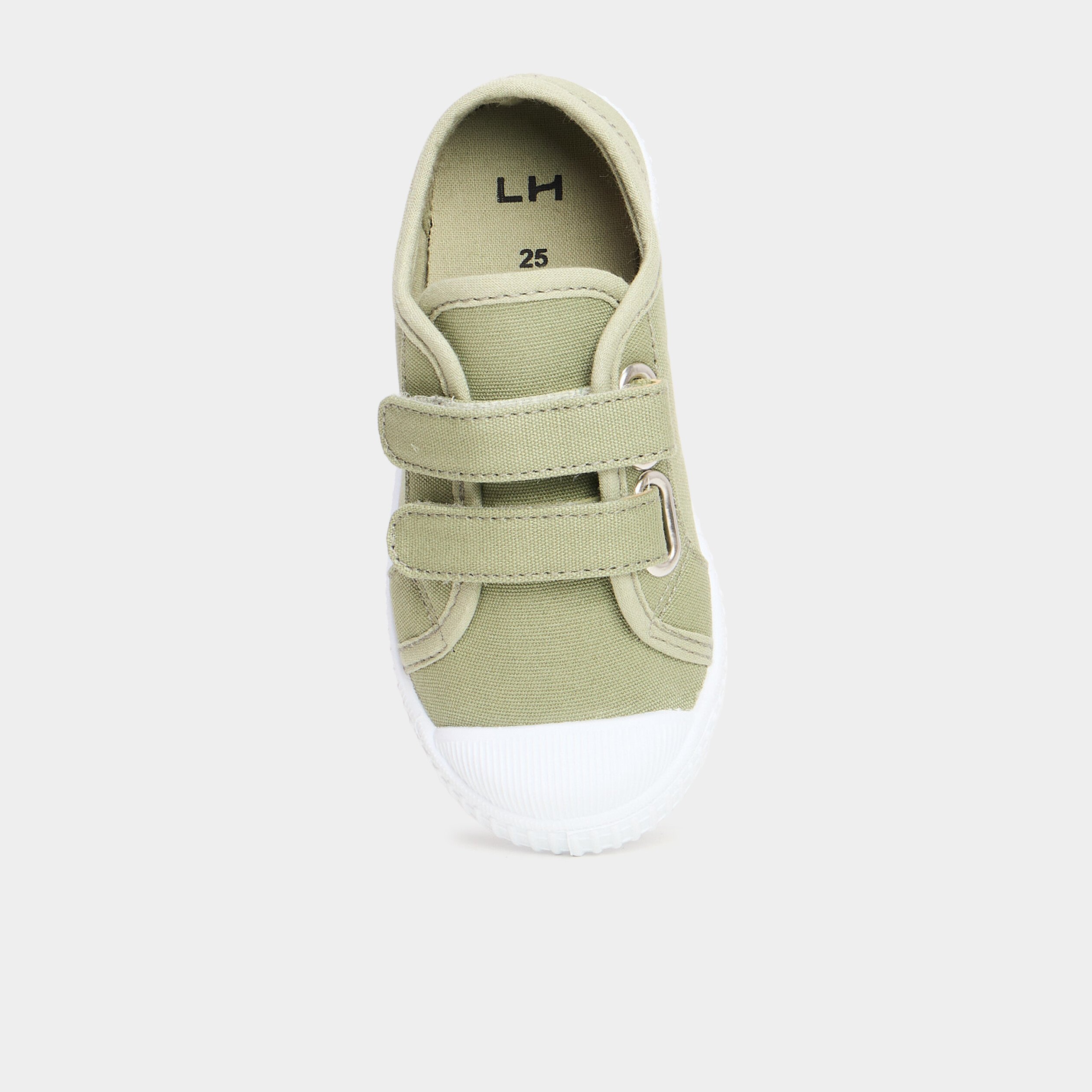 Tennis en toile bout renforcé à scratchs vert garçon | La Halle