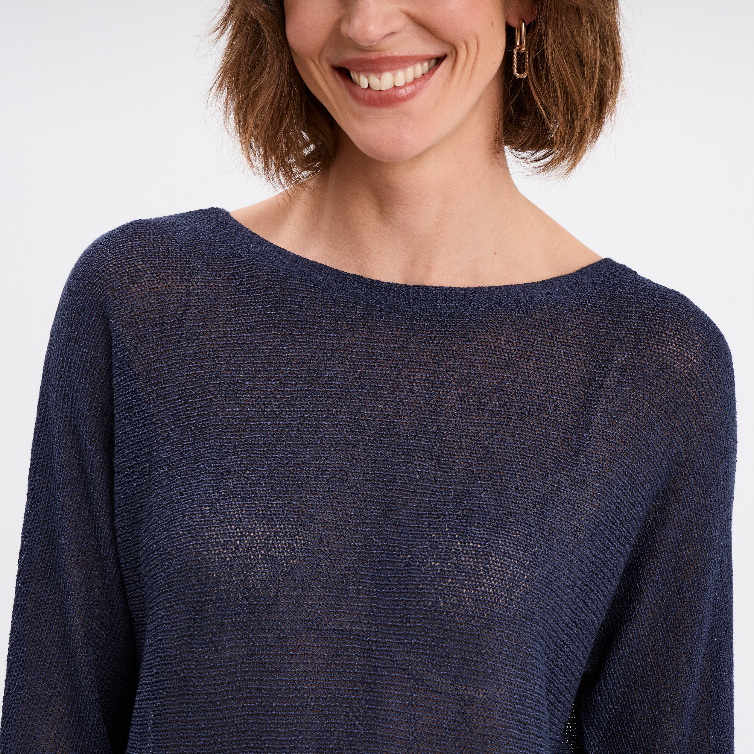 Pull manches longues bleu marine femme | La Halle