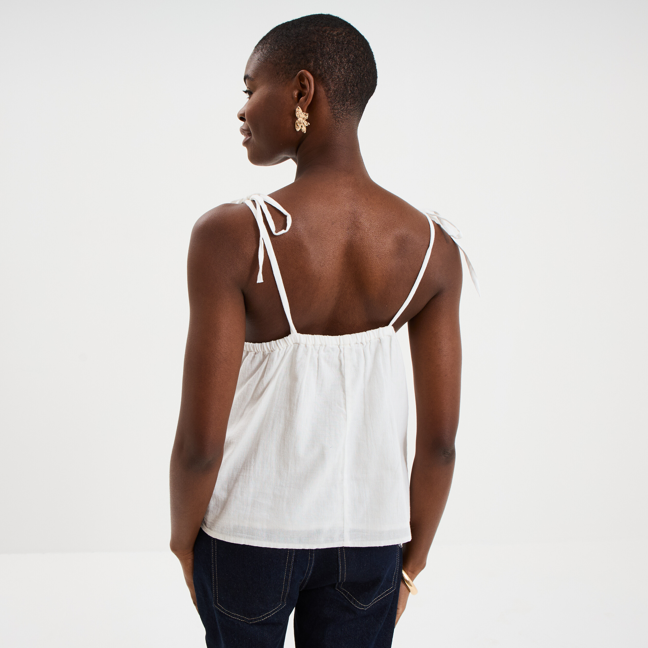 Caraco détails effet crochet coton blanc femme | La Halle