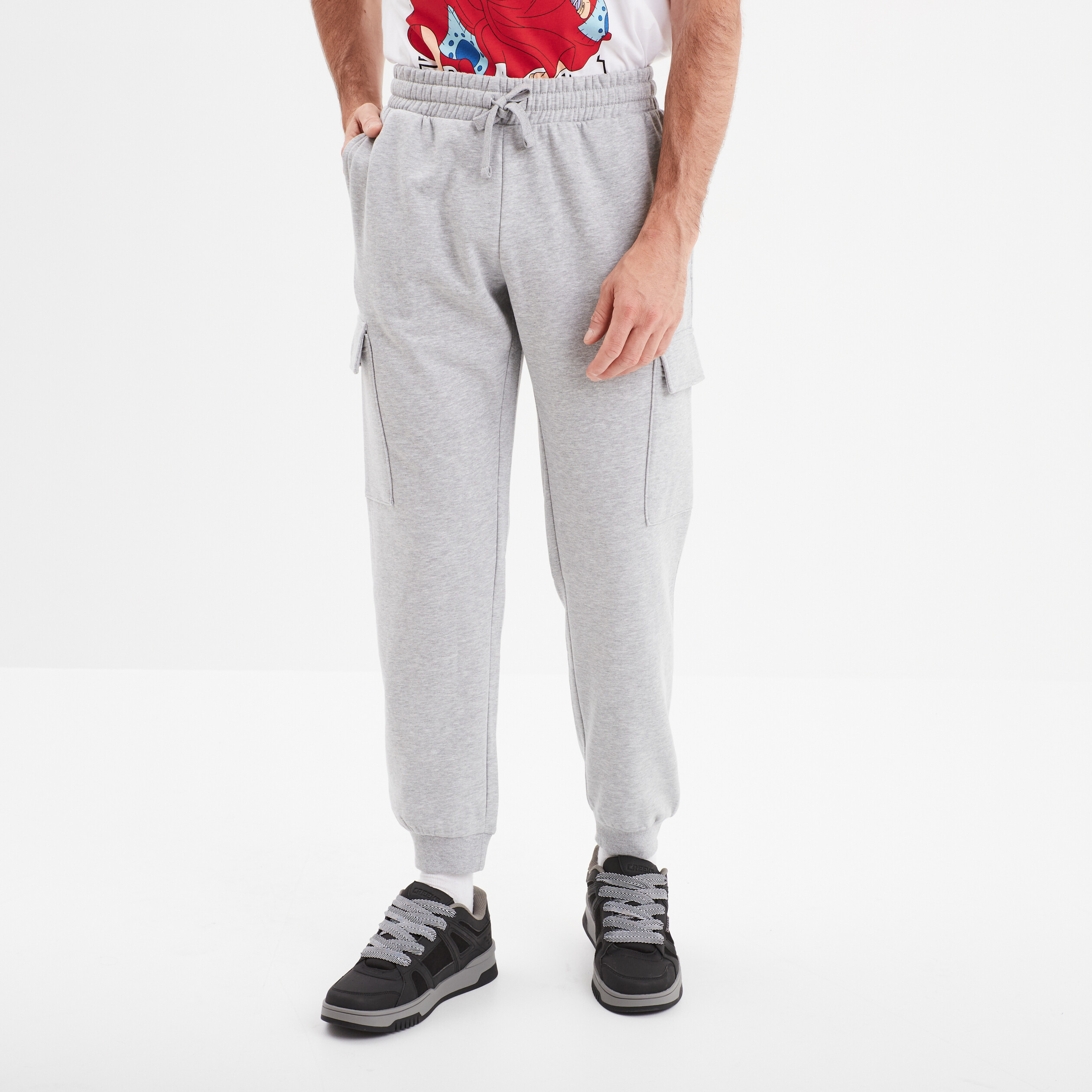 Pantalon jogging coton poches latérales gris clair homme | La Halle
